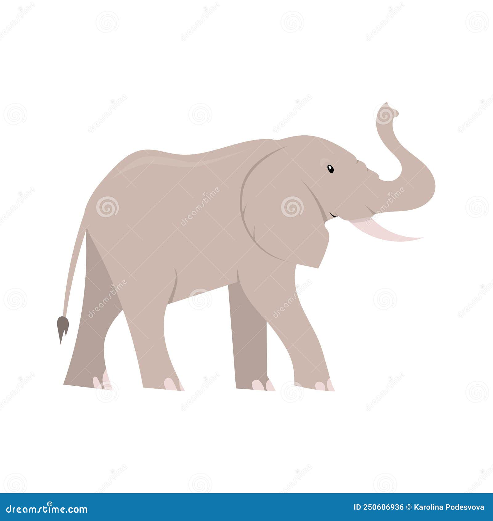 Cartoon Flat Elephant Illustration Isolated on White Stock Vector ...