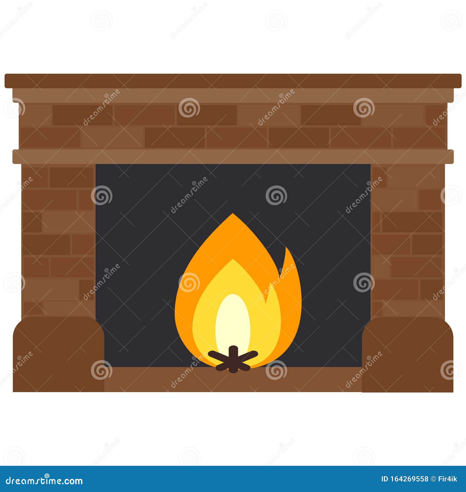Cartoon flat fireplace stock vector. Illustration of graphic - 164269558