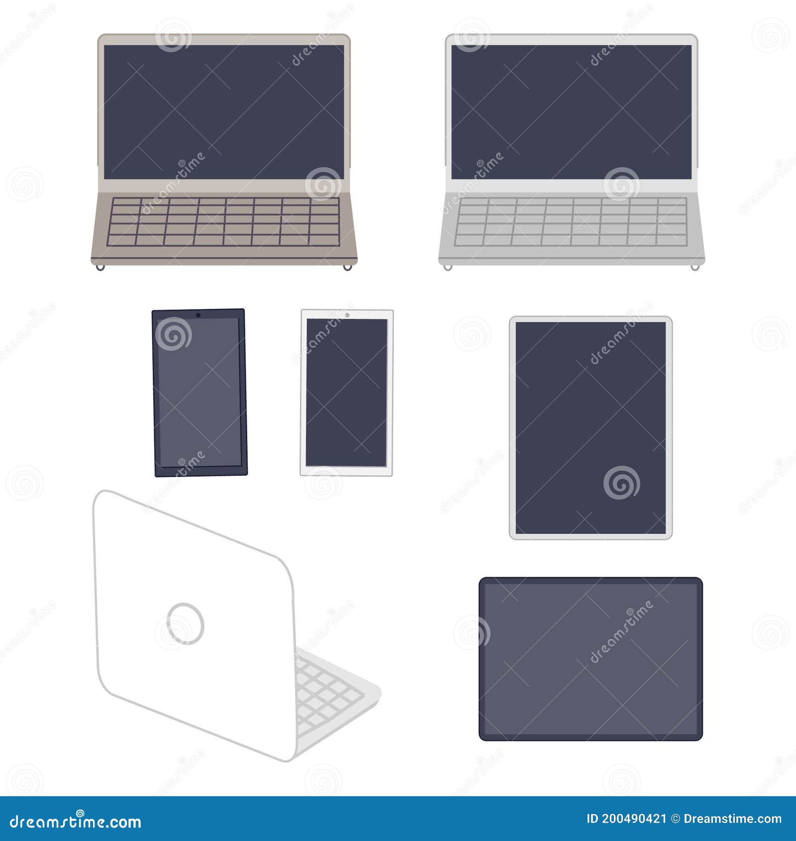 Cartoon flat Gadgets set stock vector. Illustration of desktop - 200490421