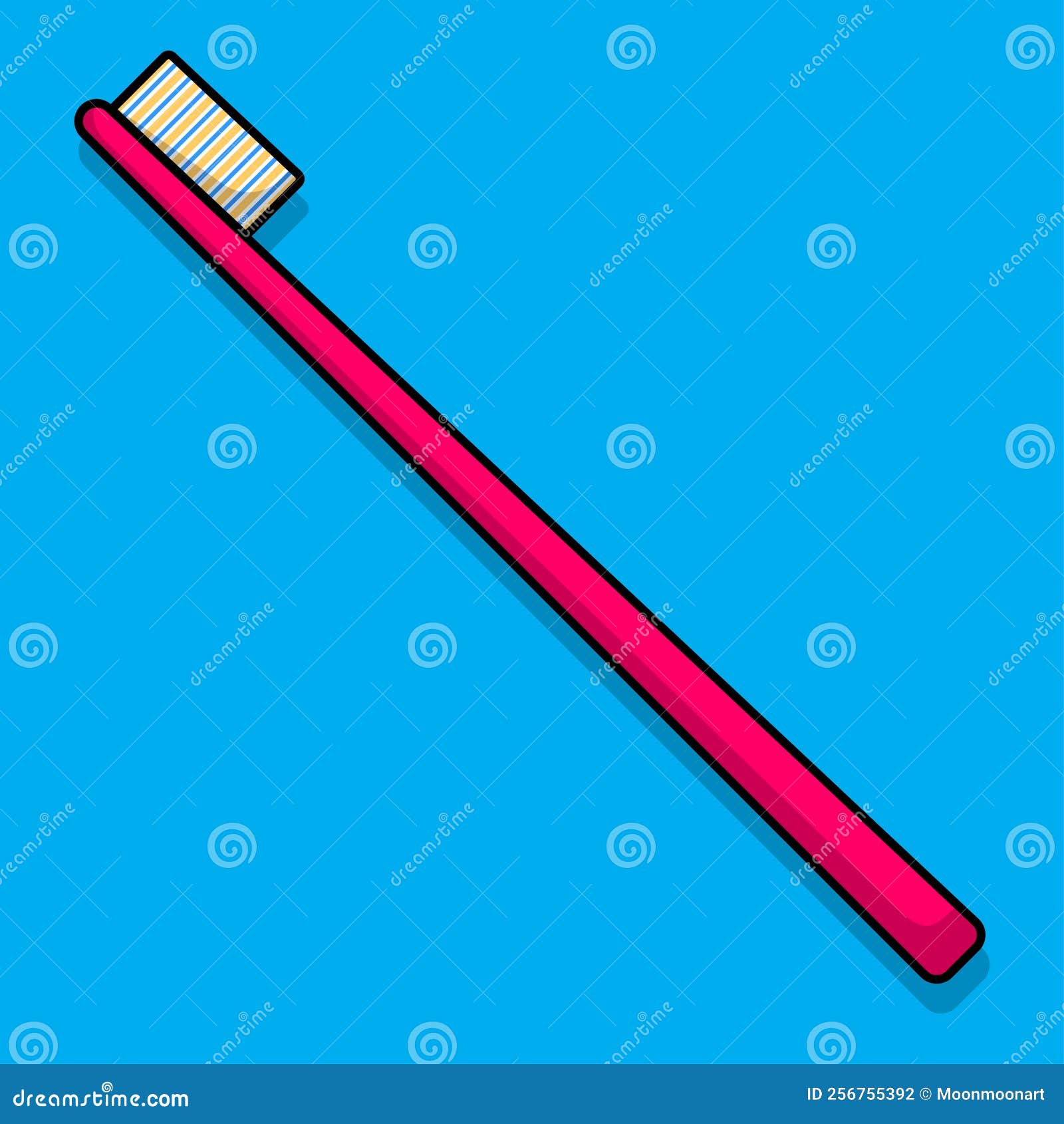 Cartoon Flat Illustration of a Red Toothbrush. Vector Illustration ...