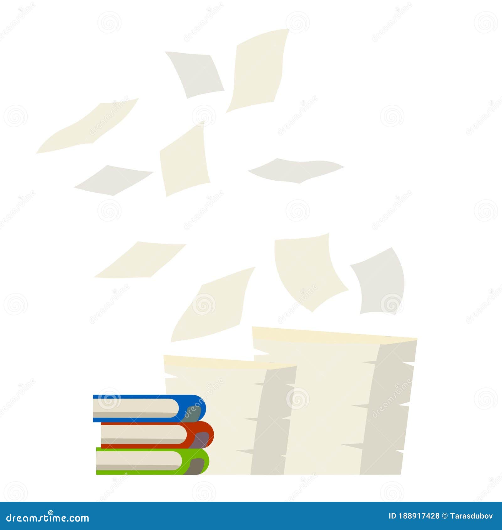 Paper Files Fall Down. Blank Sheet. White Trash Stock Vector ...
