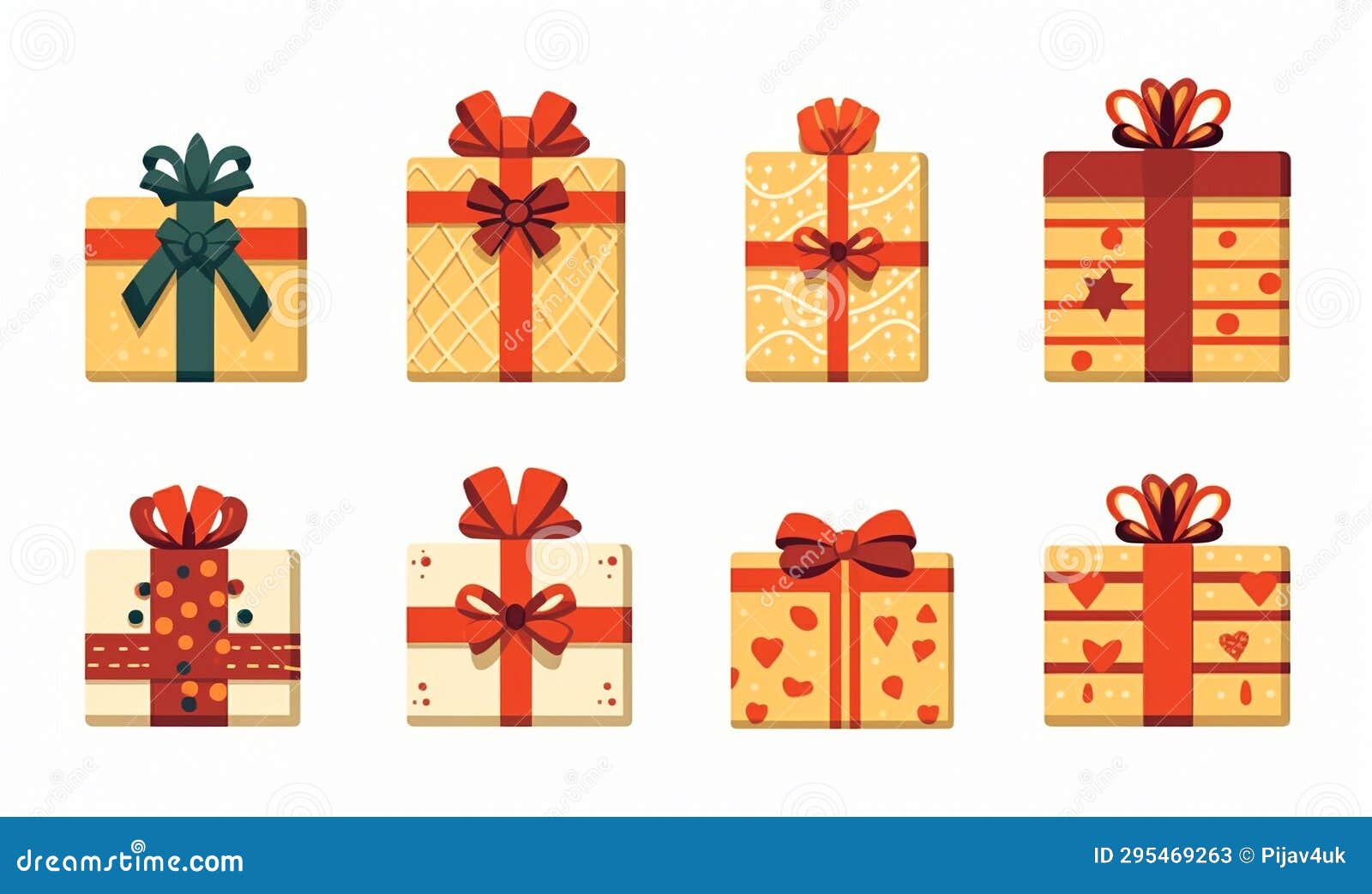 Cartoon Flat Illustrations of Gift Boxes Isolated on Simple Background ...