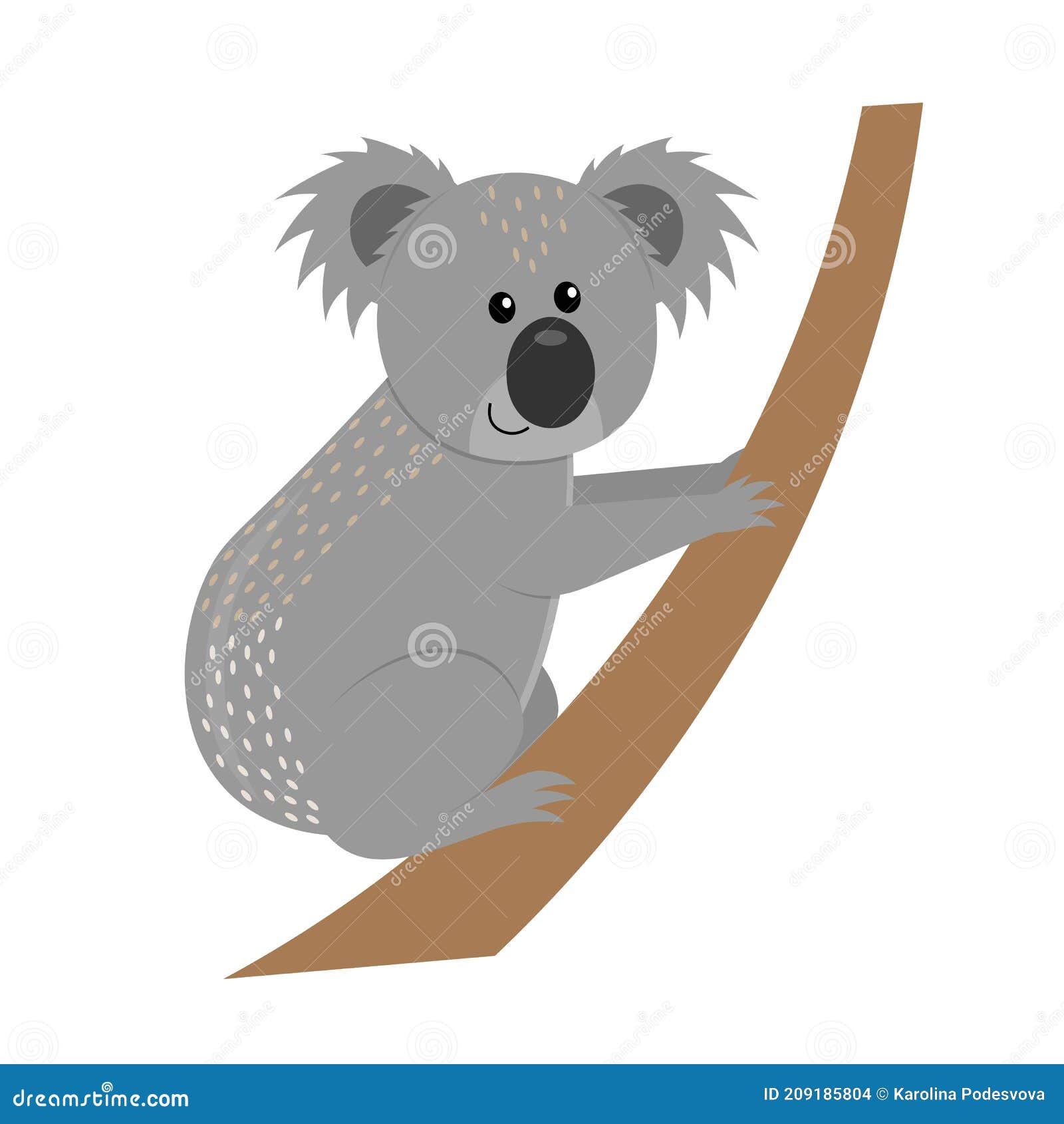 Cartoon Flat Koala from Side Stock Vector - Illustration of background ...