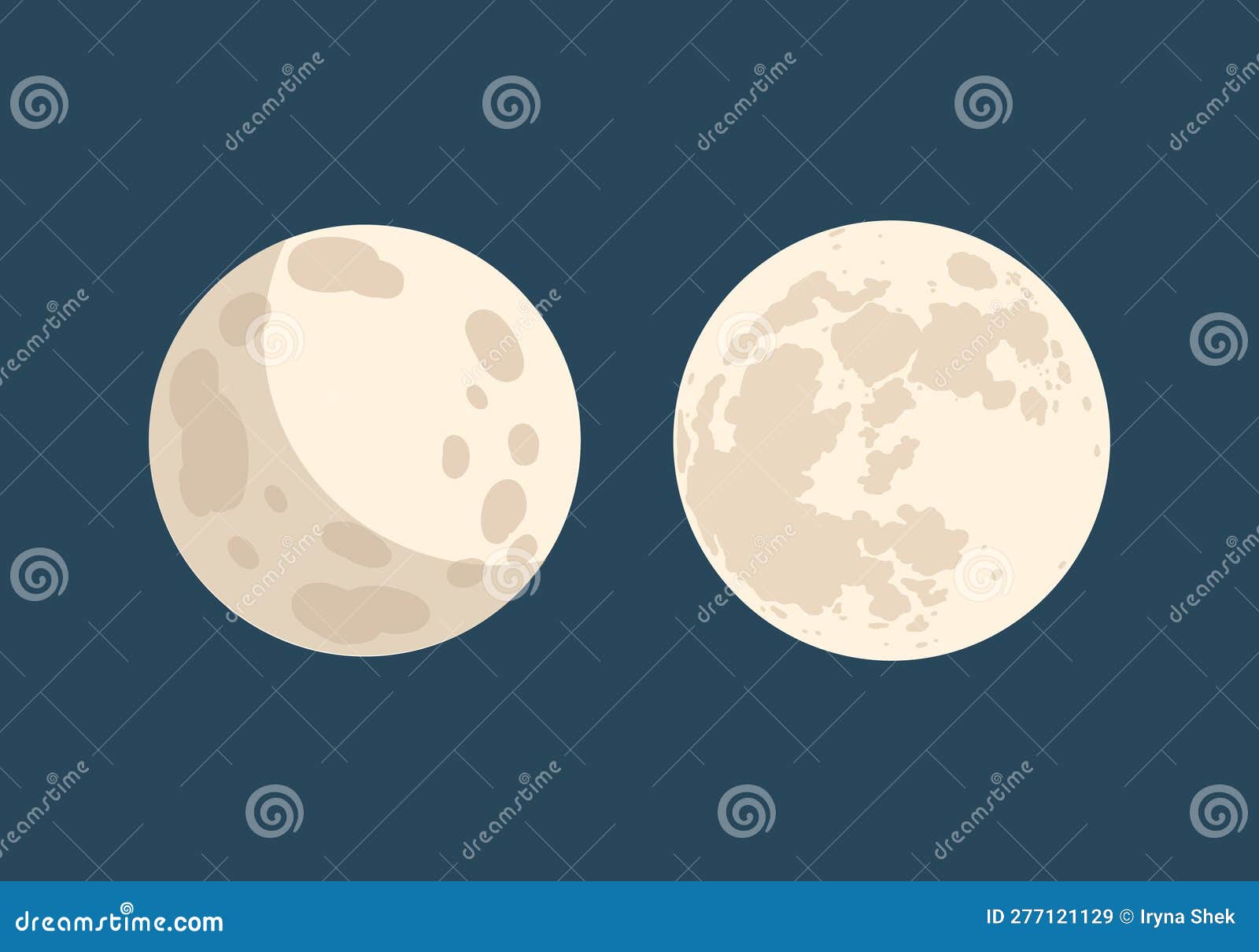 Vector Full Moon, Isolated on Blue Background Stock Vector ...