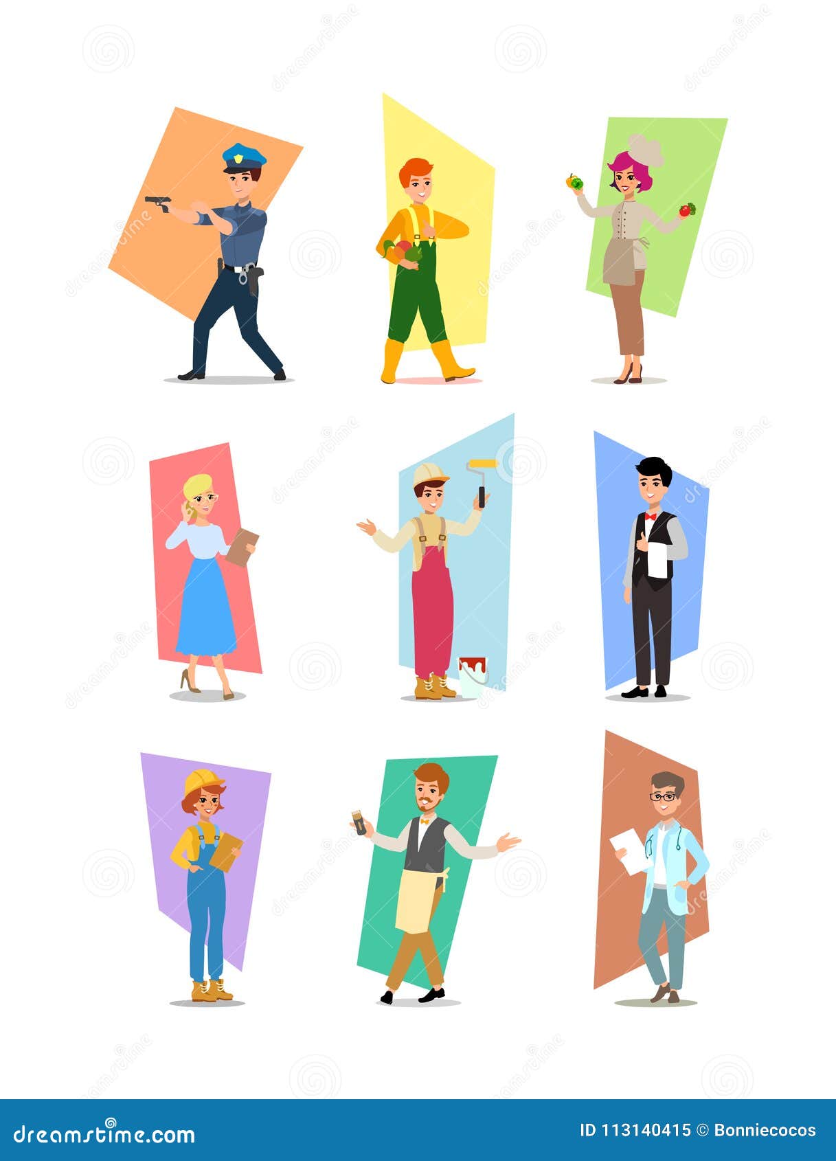 Set of People of Different Professions, Career Characters Design, Labor ...