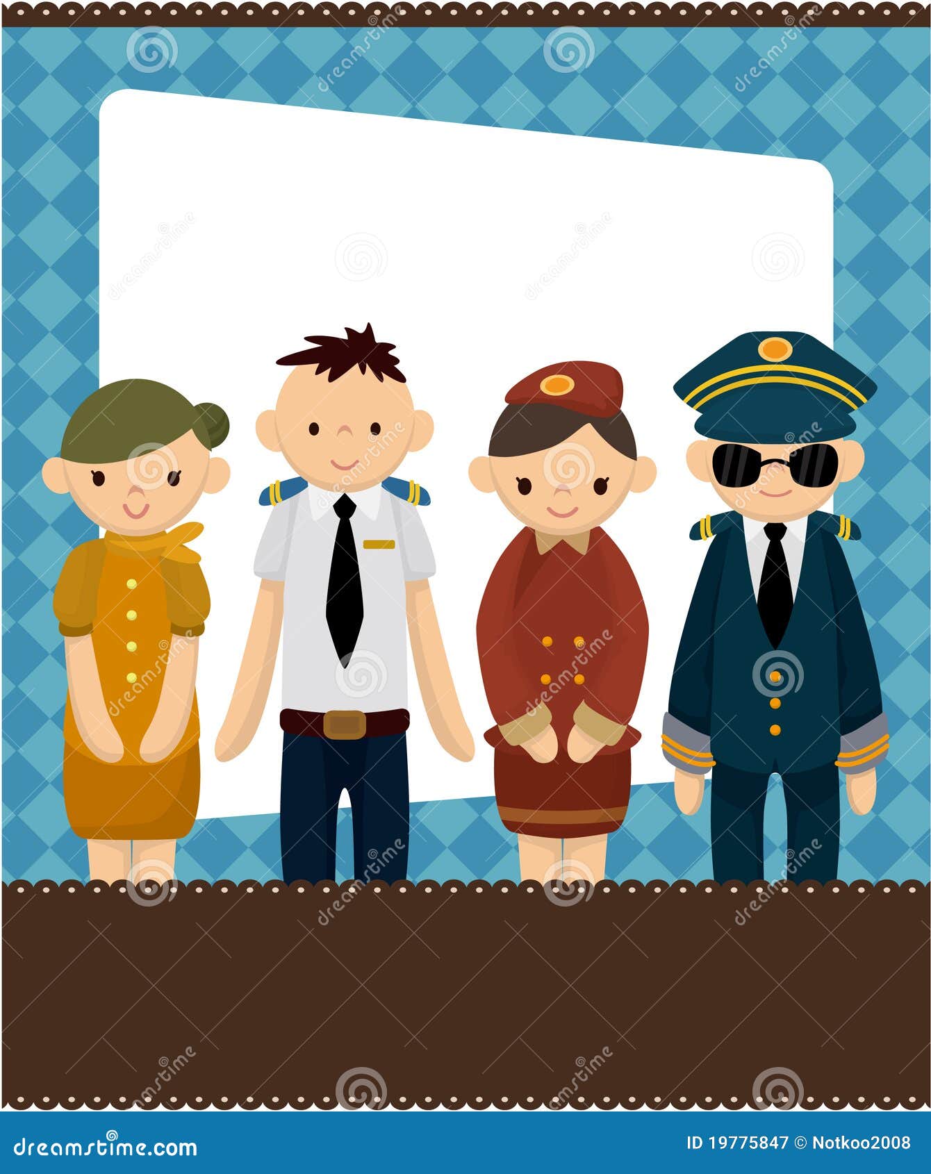 Cartoon Flight Attendant In Uniform Holding Blank Sheet Of Paper Vector ...