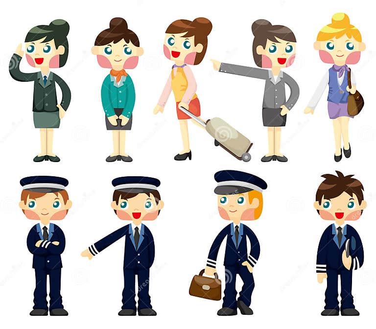 Cartoon Flight Attendant/pilot Icon Stock Vector - Illustration of ...
