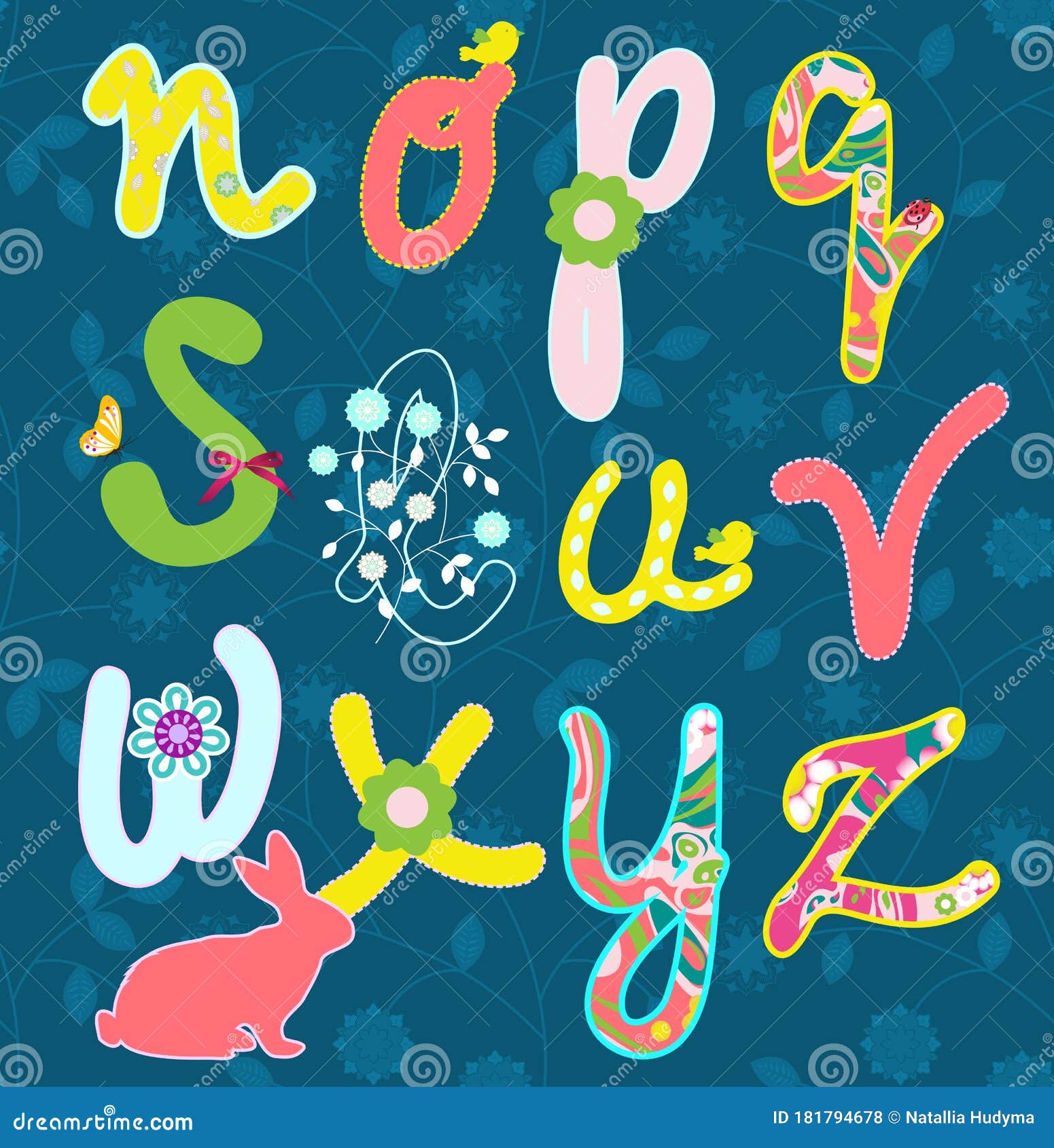 Cartoon flower alphabet stock vector. Illustration of drawn - 181794678