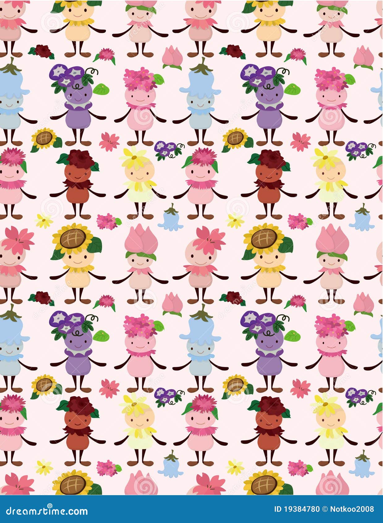 Cartoon Flower Fairy Seamless Pattern Stock Vector - Illustration of ...