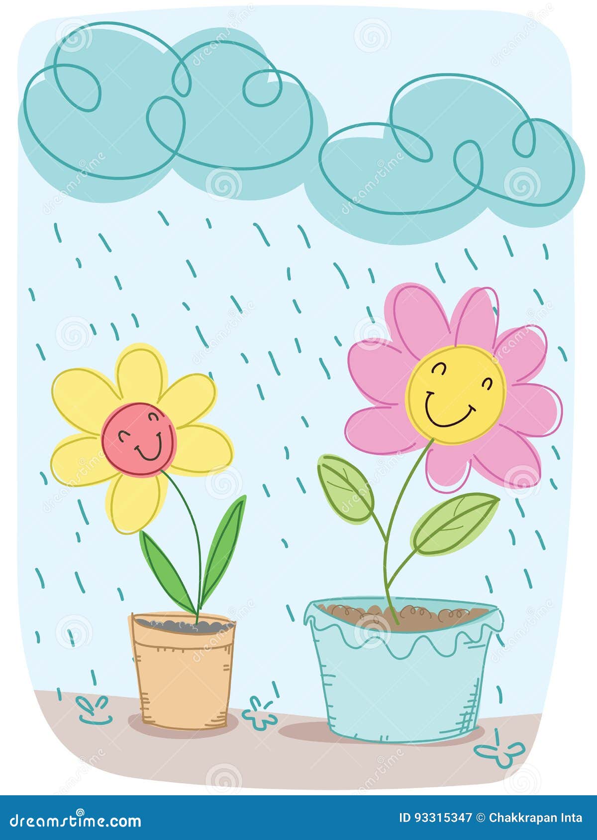 Cartoon flower happy . stock vector. Illustration of flower - 93315347