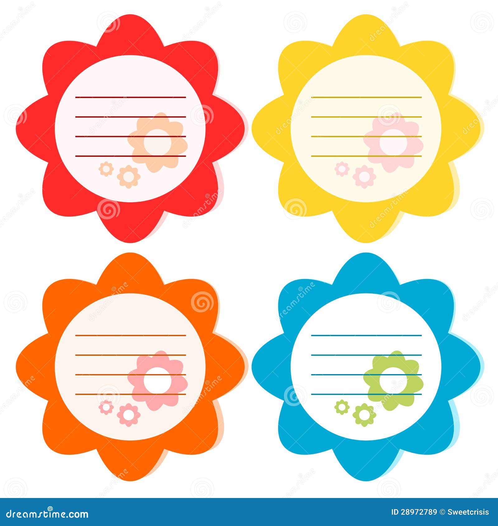 Cartoon Flower Note Illustration Stock Vector - Illustration of message ...