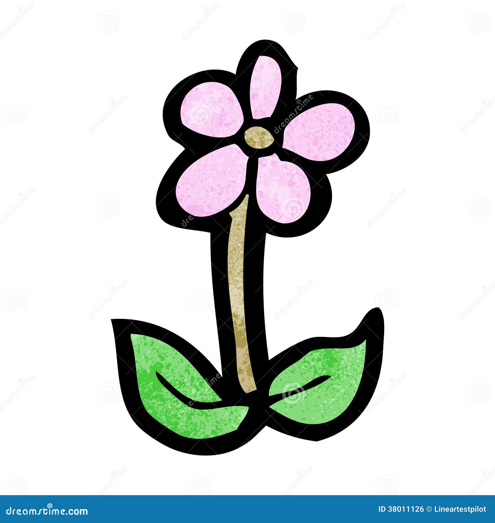 Cartoon flower stock vector. Illustration of retro, drawing - 38011126