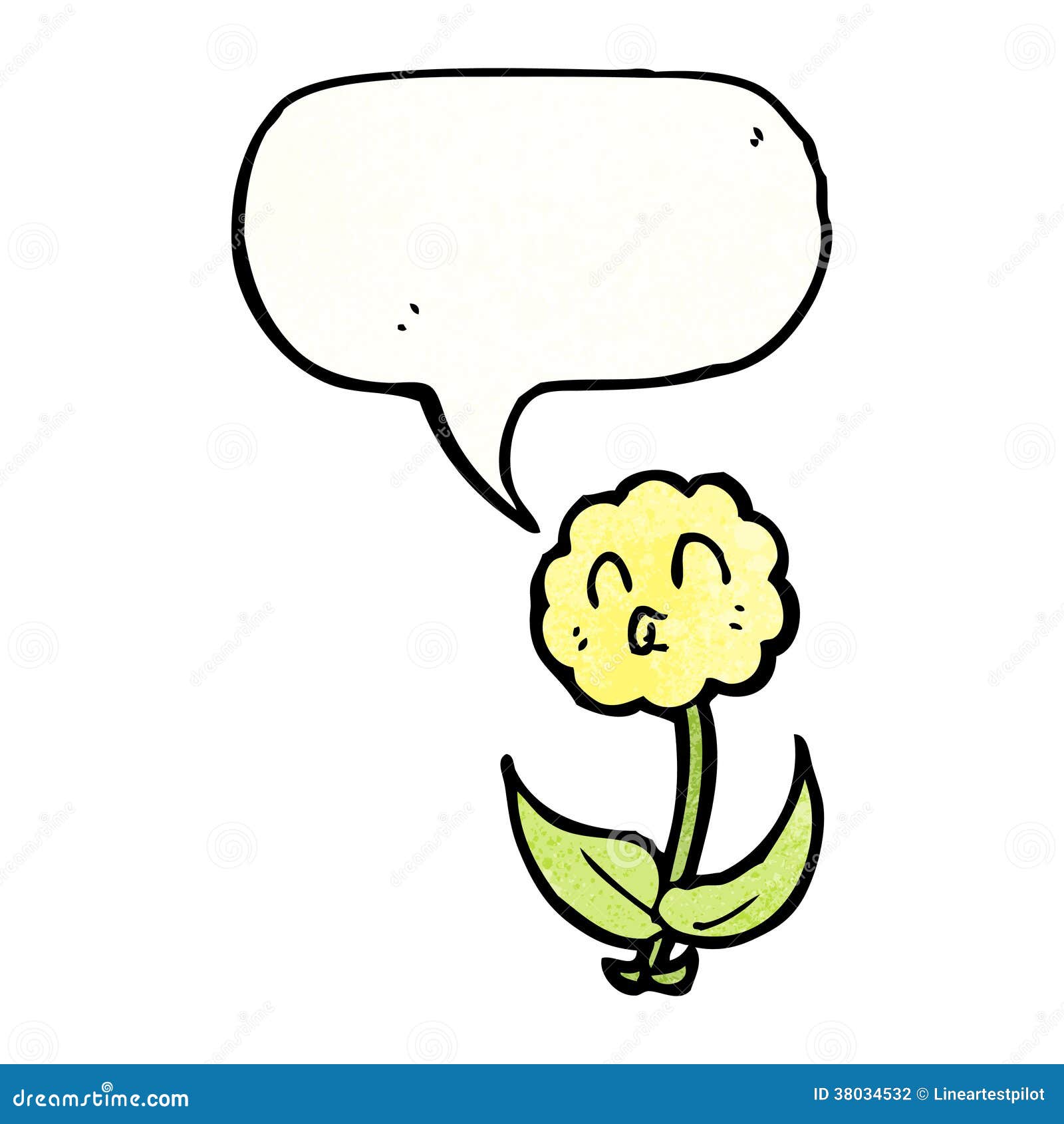 Cartoon Flower with Speech Bubble Stock Vector - Illustration of quirky ...
