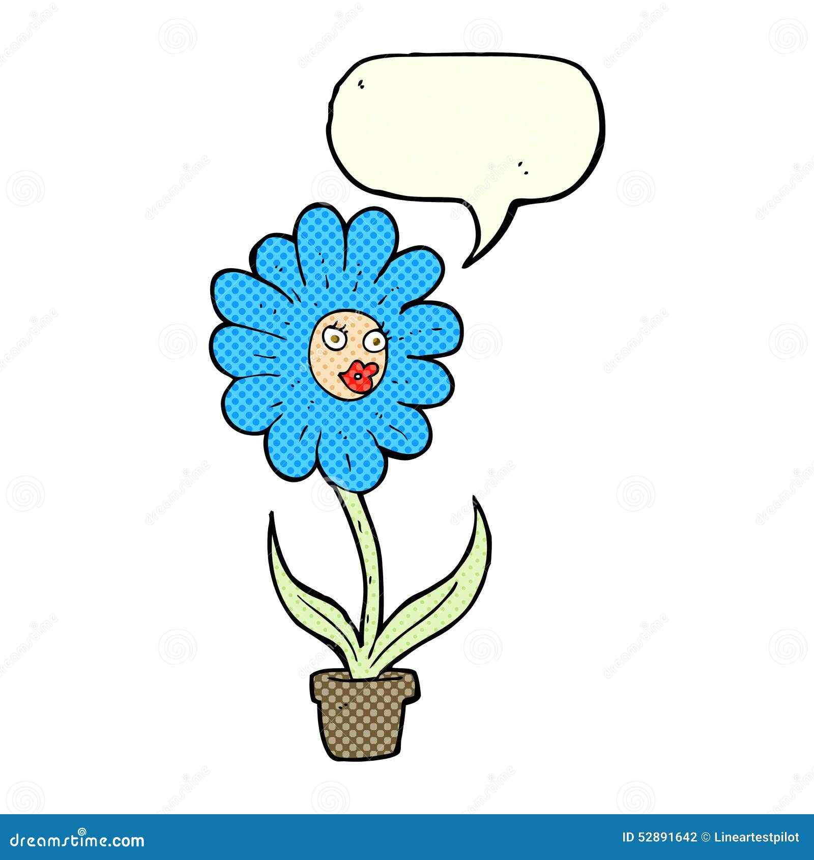 Cartoon Flower with Speech Bubble Stock Illustration - Illustration of ...