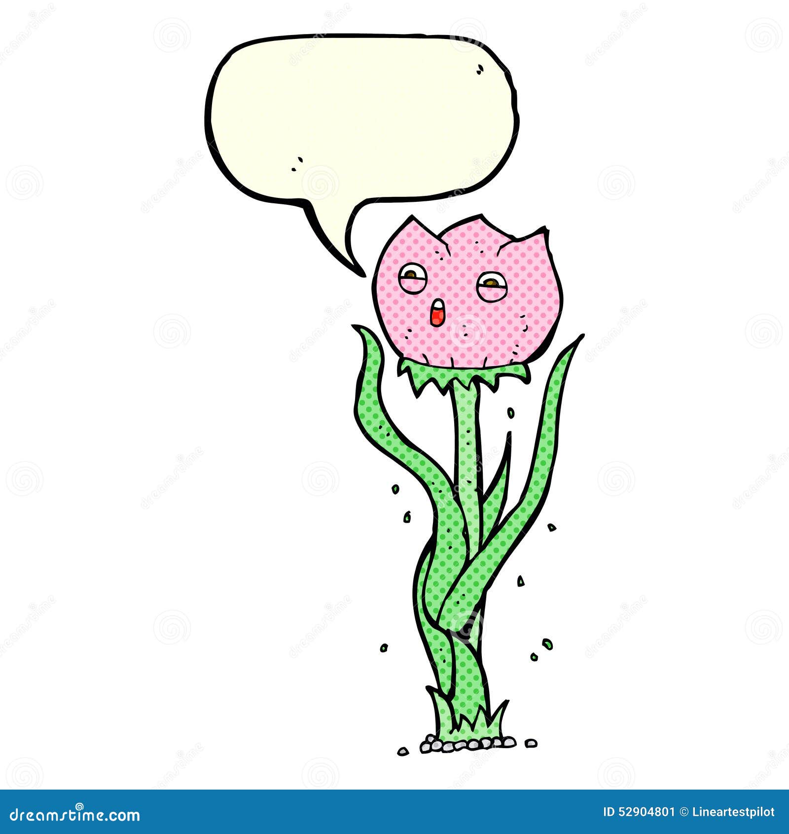 Cartoon Flower with Speech Bubble Stock Illustration - Illustration of ...