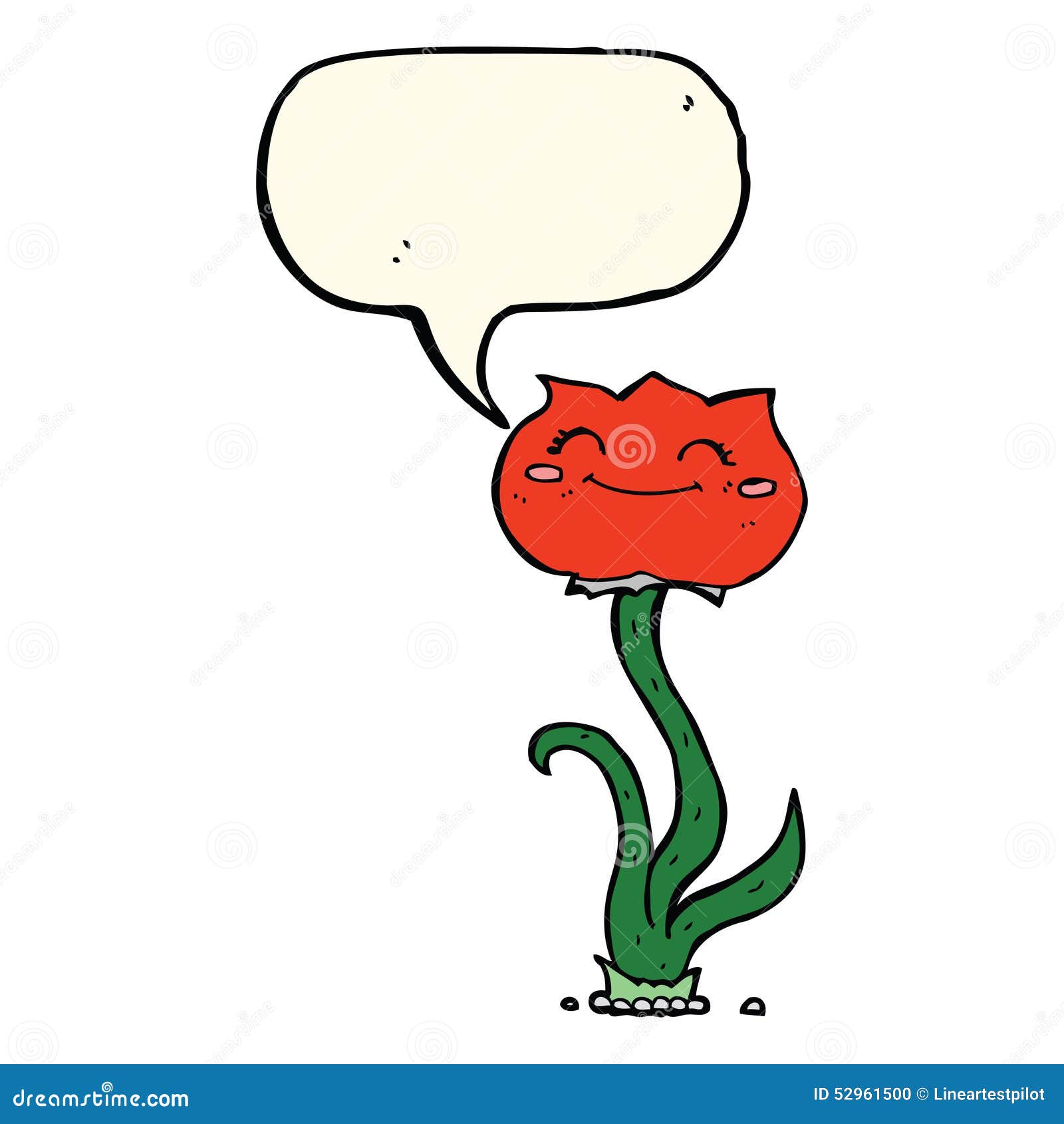 Cartoon Flower with Speech Bubble Stock Illustration - Illustration of ...