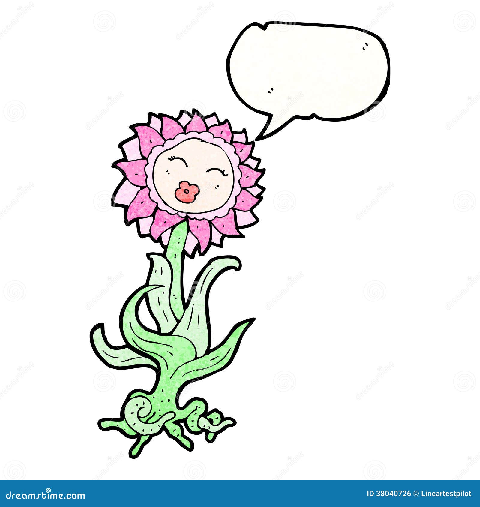 Cartoon Flower with Speech Bubble Stock Vector - Illustration of cute ...