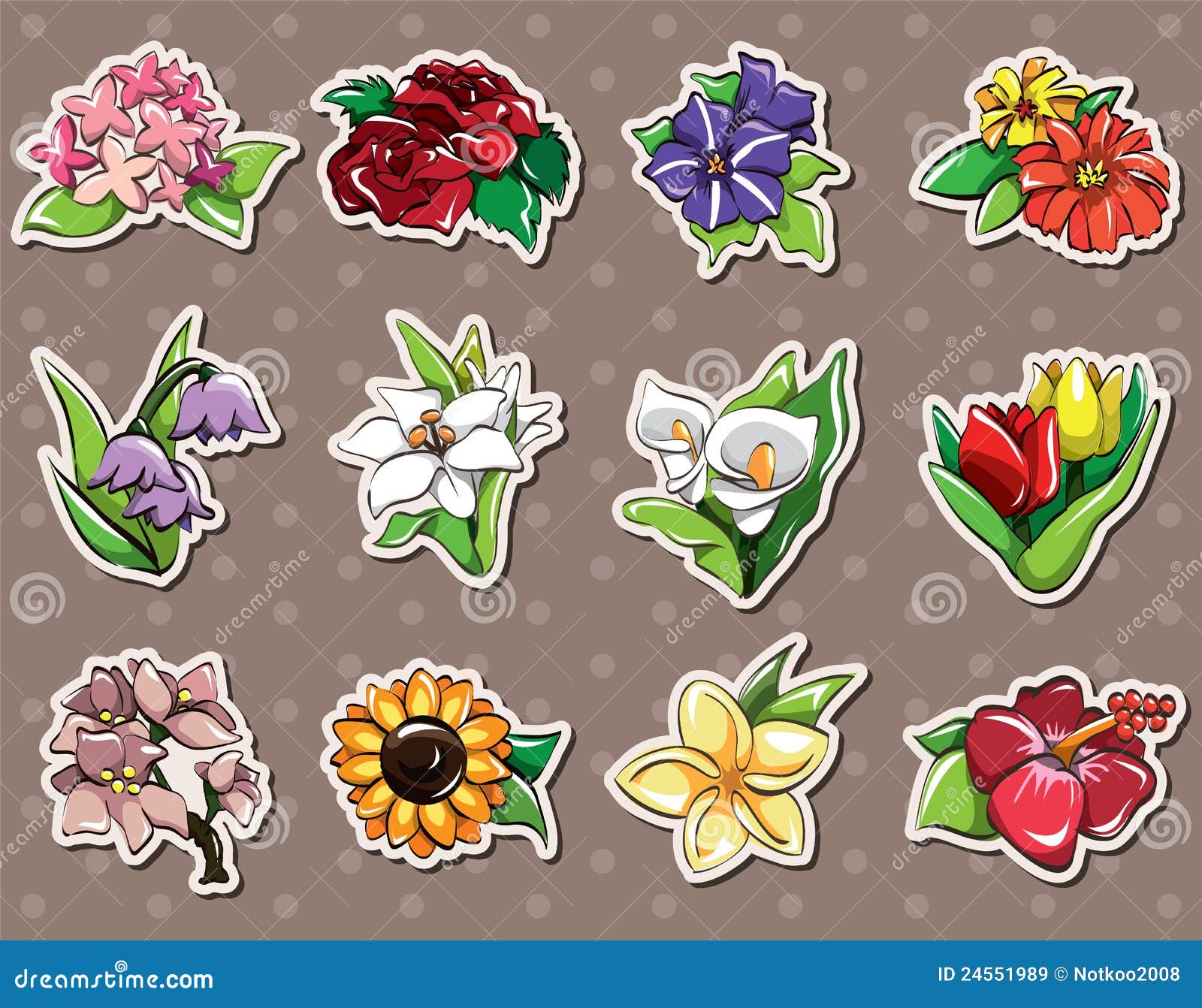 Cartoon flower stickers stock vector. Illustration of fresh - 24551989