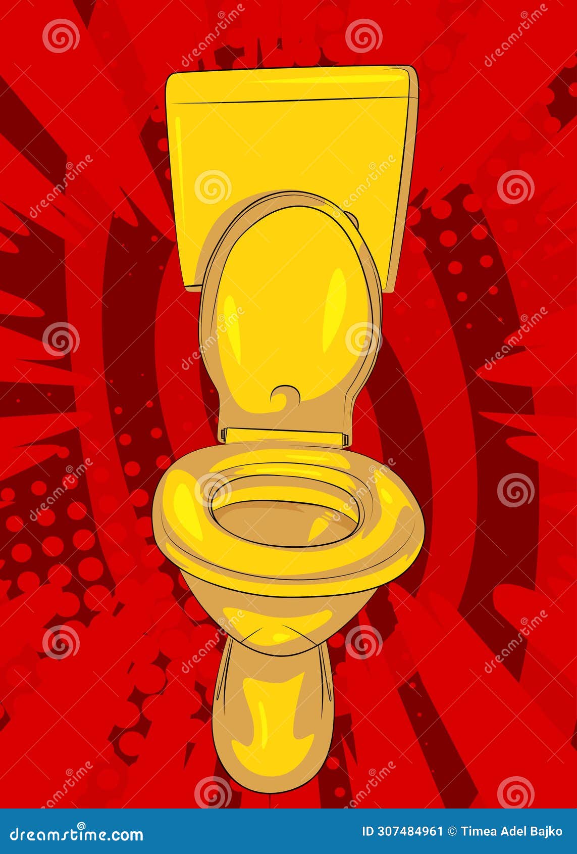 Cartoon Flush Toilet, Comic Book Restroom. Vintage Vector Comics Pop ...