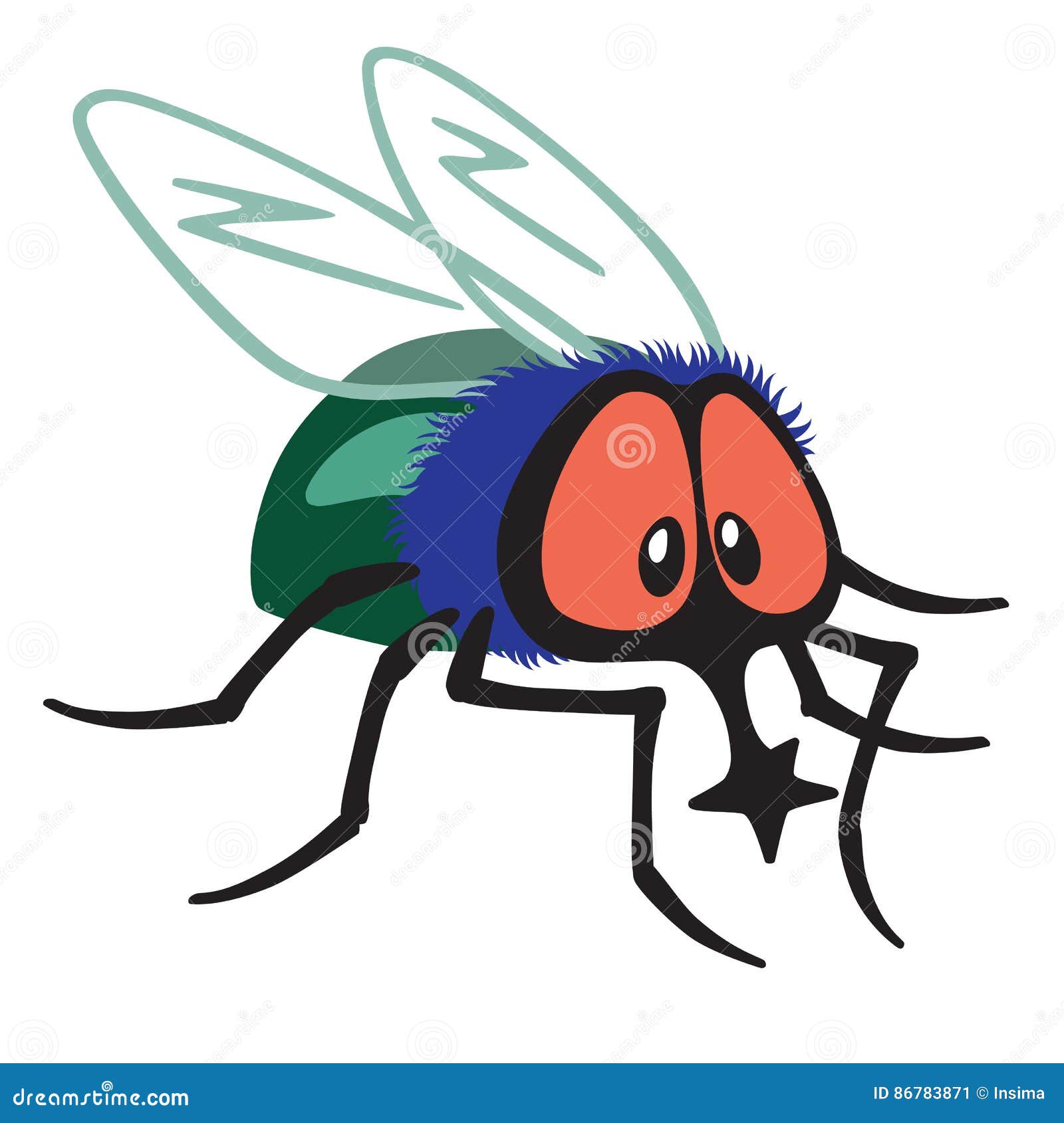 Cartoon fly insect stock vector. Illustration of sitting - 86783871