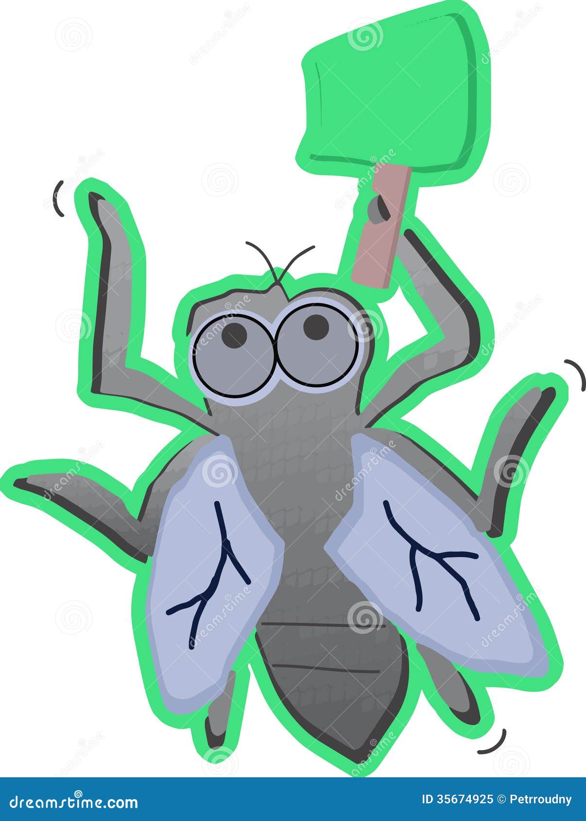 Cartoon Fly with swatter stock vector. Illustration of vector - 35674925