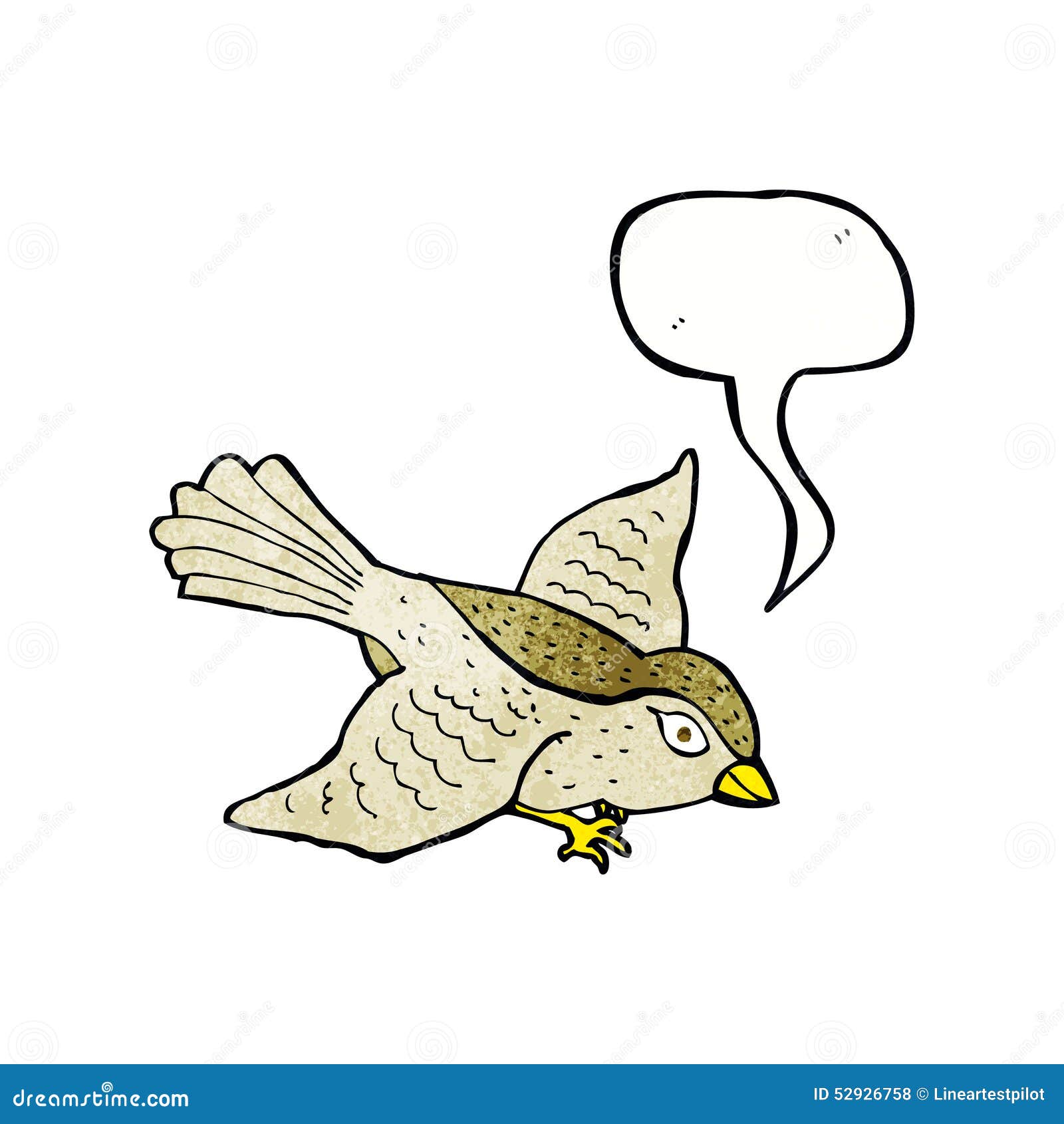 Cartoon Flying Bird with Speech Bubble Stock Illustration ...