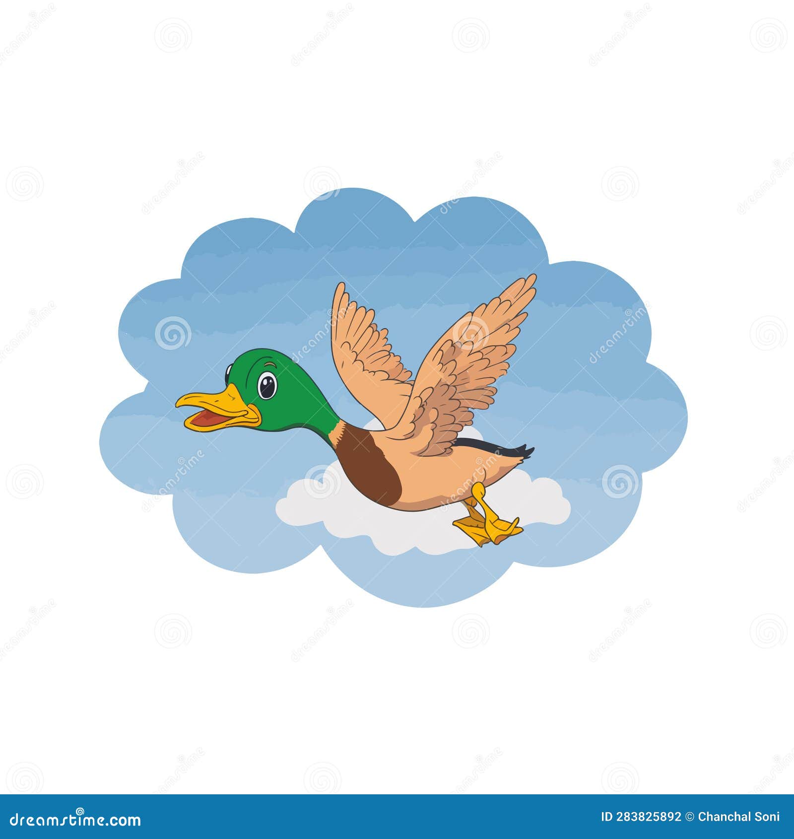 Cartoon Flying Duck Vector Design Stock Illustration - Illustration of ...