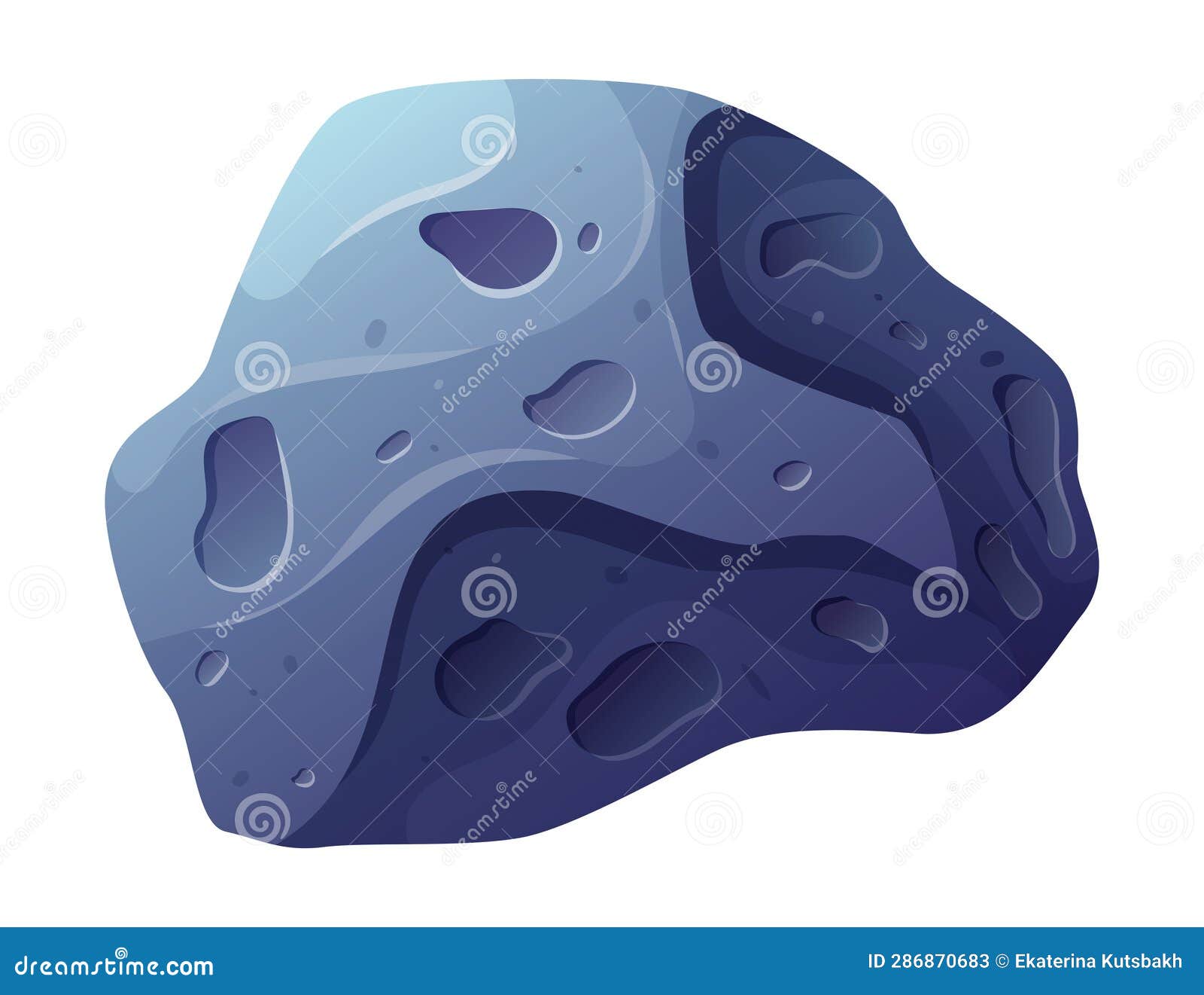 Cartoon Flying Space Asteroid with Craters and Bumps. Vector Isolated ...