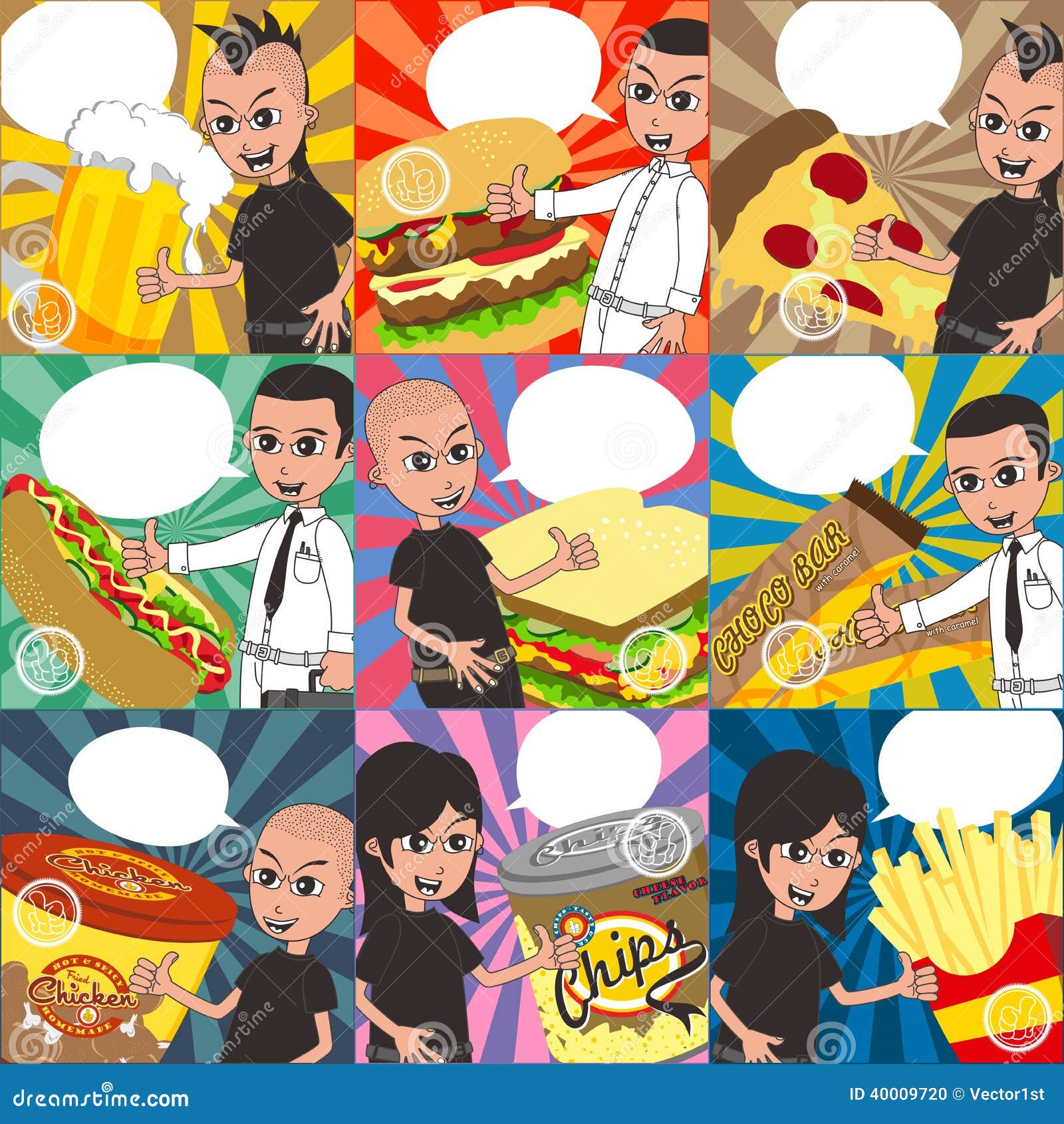 Cartoon Food and Drink Theme Stock Vector - Illustration of fast, lunch ...