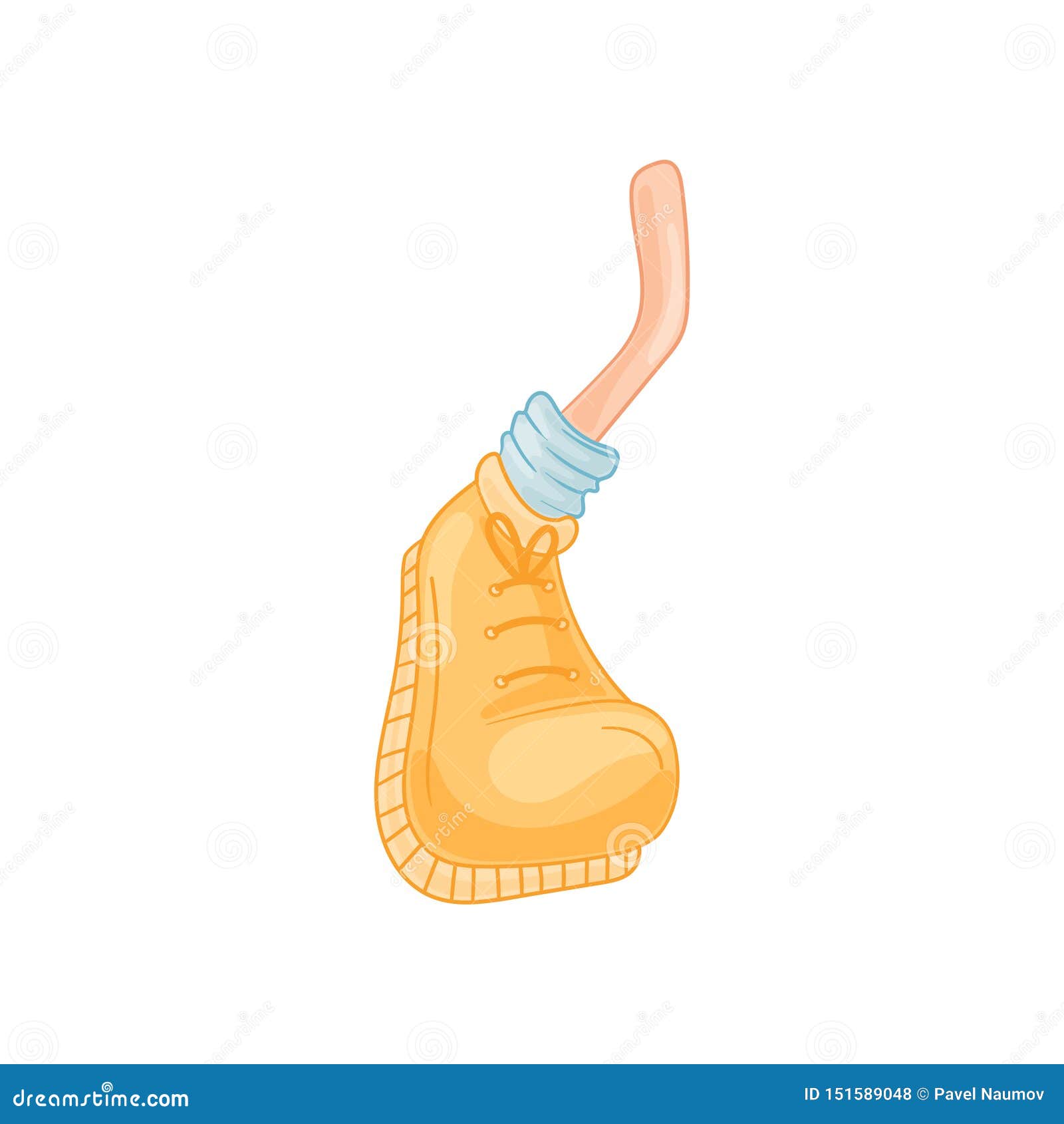 Cartoon Foot in a Yellow Boot a Step Forward. Vector Illustration on ...