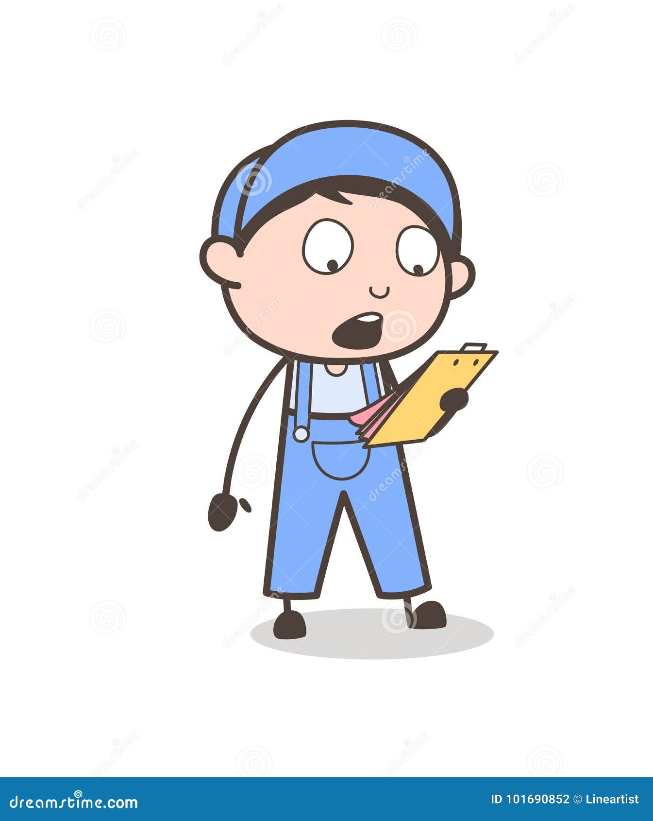 Cartoon Foreman Announcing List of Works Vector Concept Stock ...