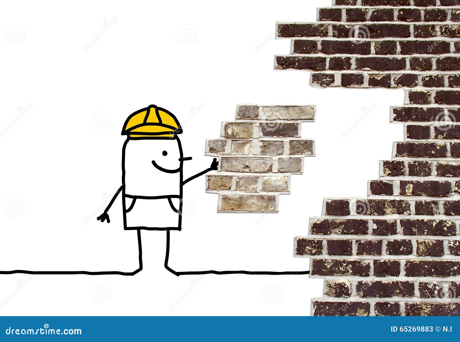 Cartoon Foreman Holding A Missing Piece For A Wall Royalty-Free Stock ...