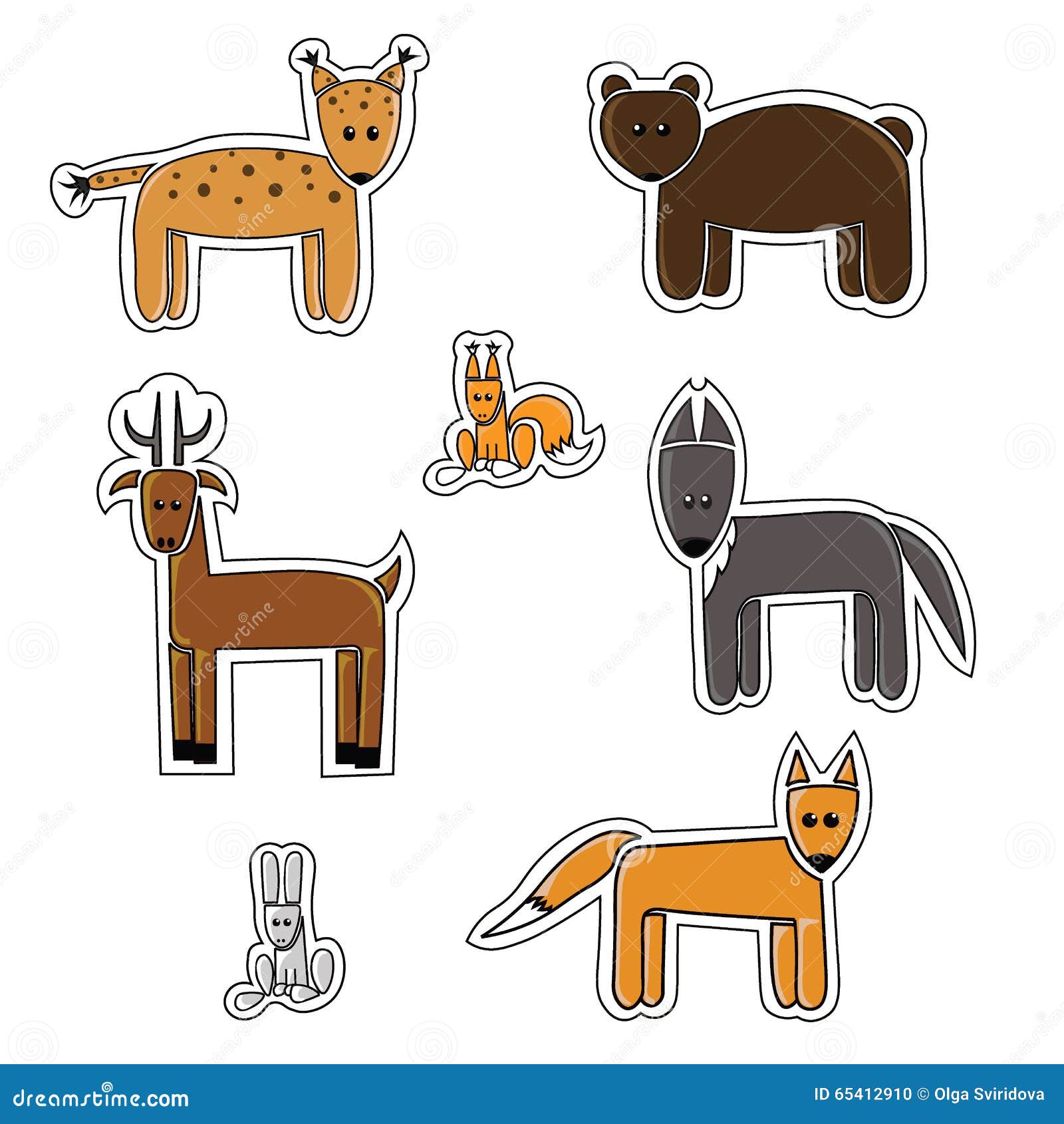 Cartoon Forest Animals Sticker Stock Vector - Illustration of baby ...