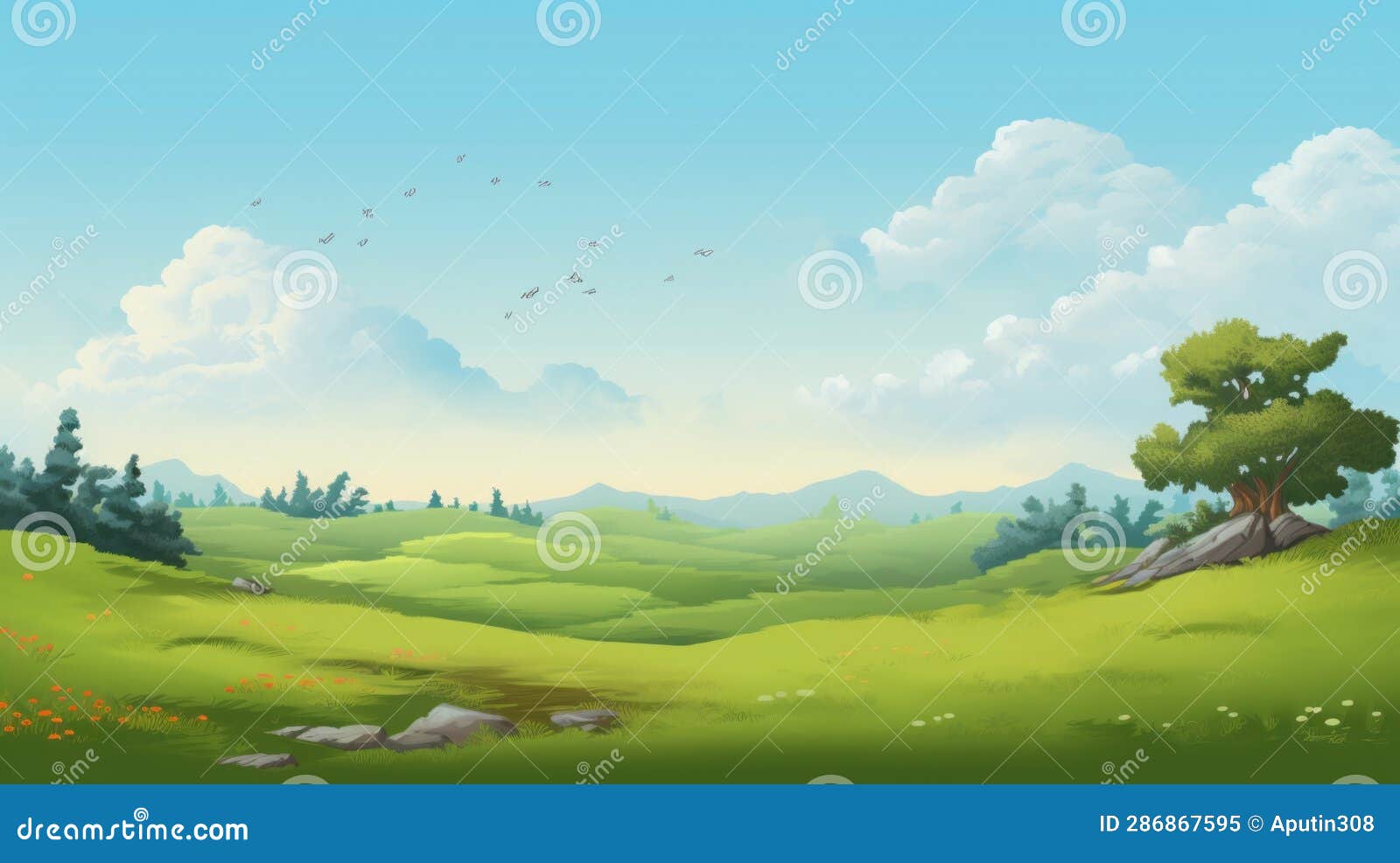 Cartoon Forest Environment Background Stock Image - Image of view, dawn ...