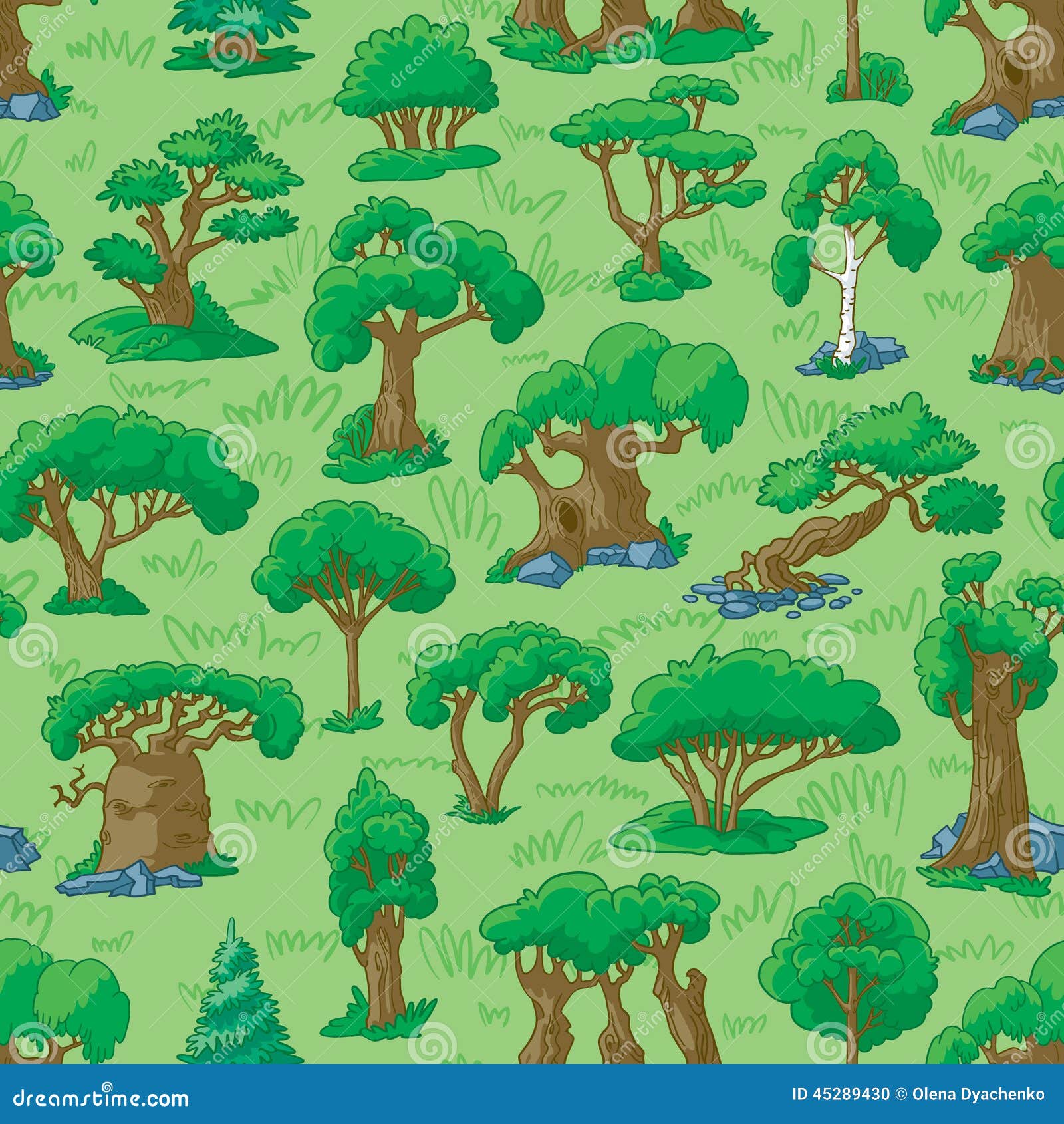 Cartoon forest stock vector. Illustration of nature, bunch - 45289430