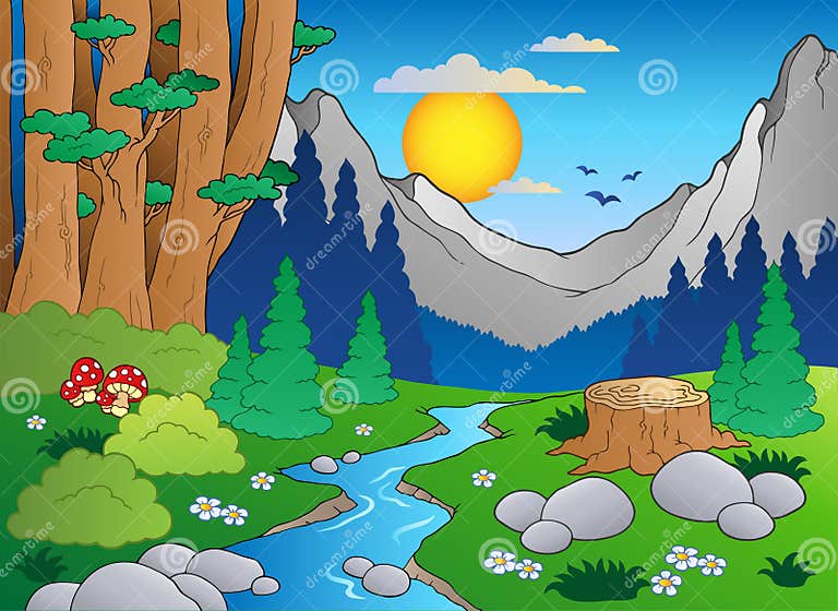 Cartoon forest landscape 2 stock vector. Illustration of environment ...
