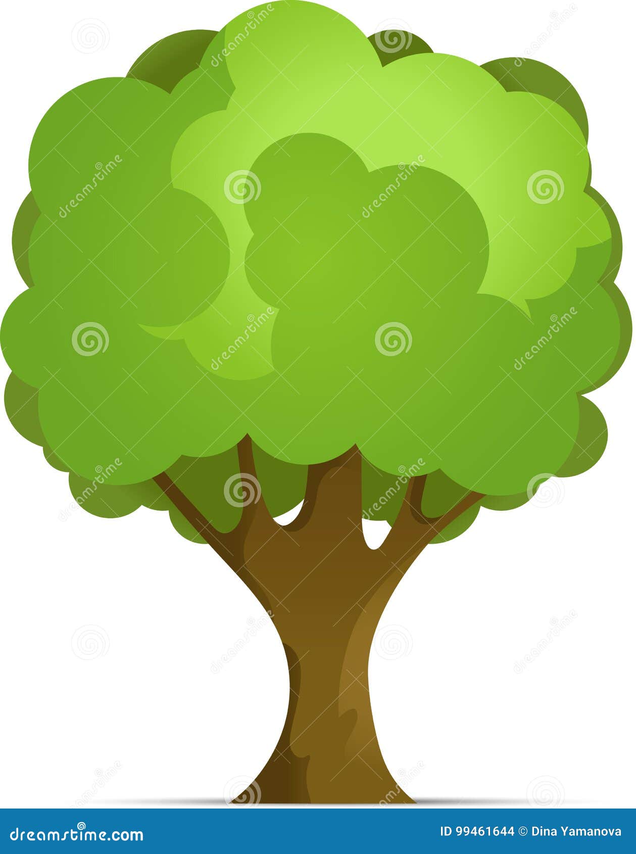 Cartoon Forest Or Park Tree With Gradient Isolated On White Background ...