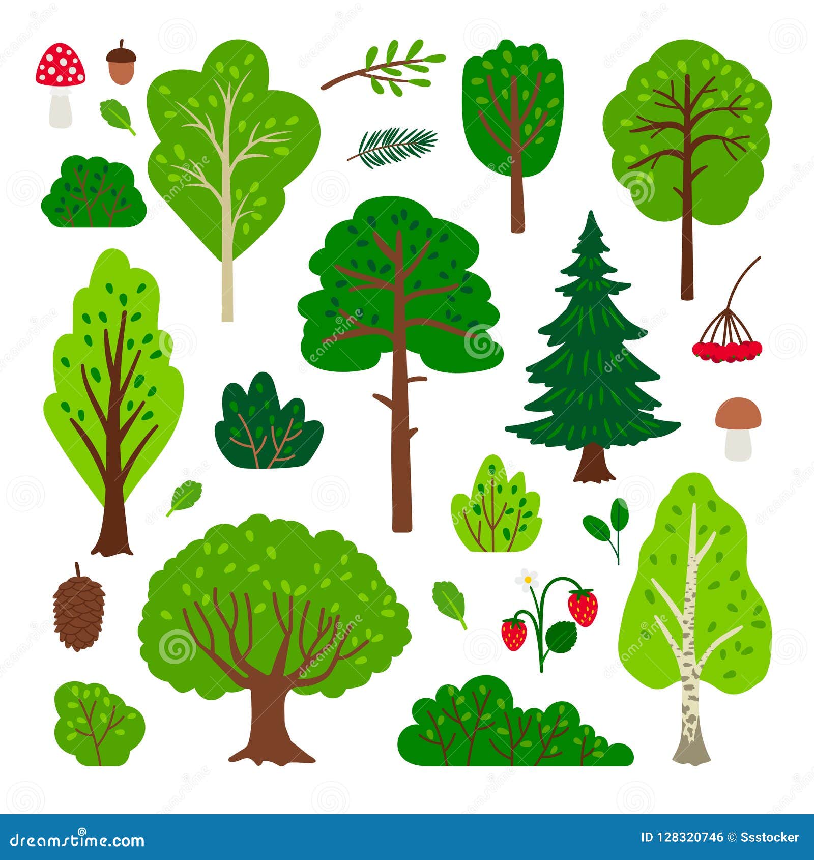 Forest Tree Cartoon Set Stock Illustrations – 32,570 Forest Tree ...