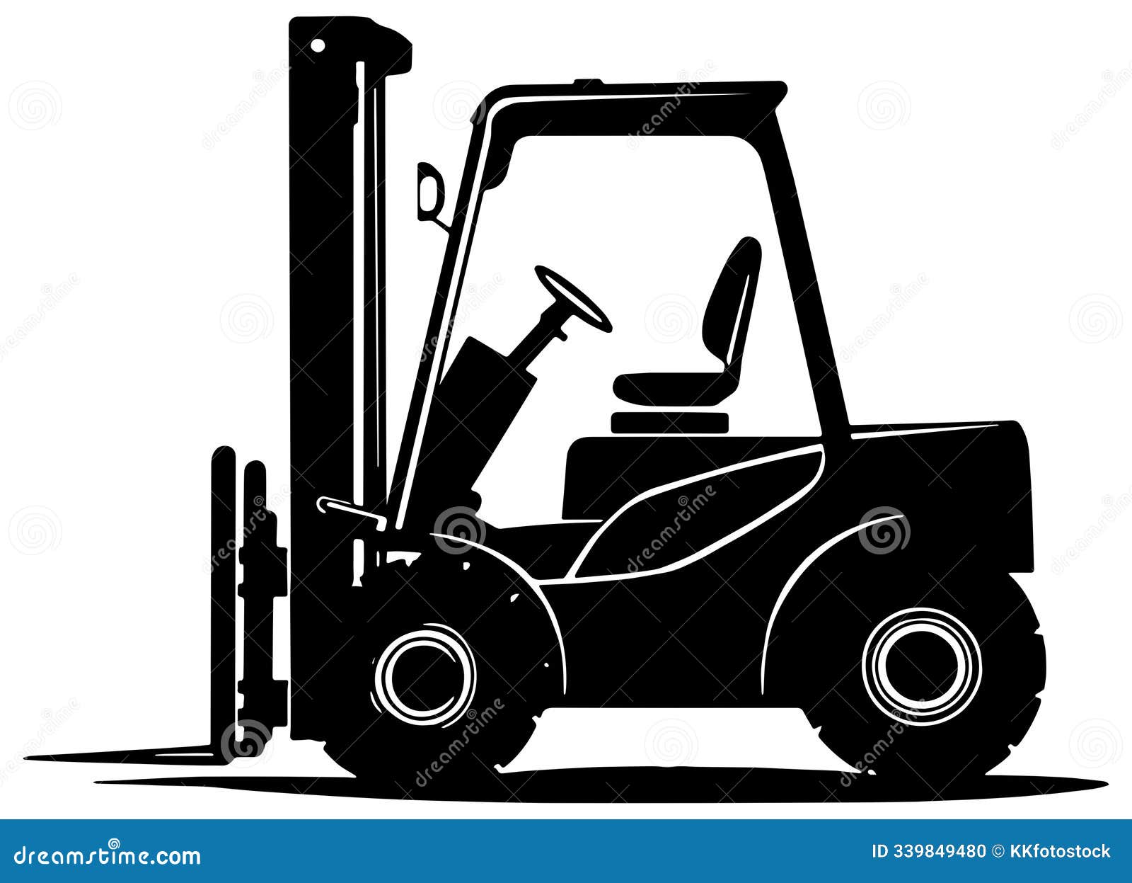 Cartoon Forklift Illustration in Black Stock Illustration ...