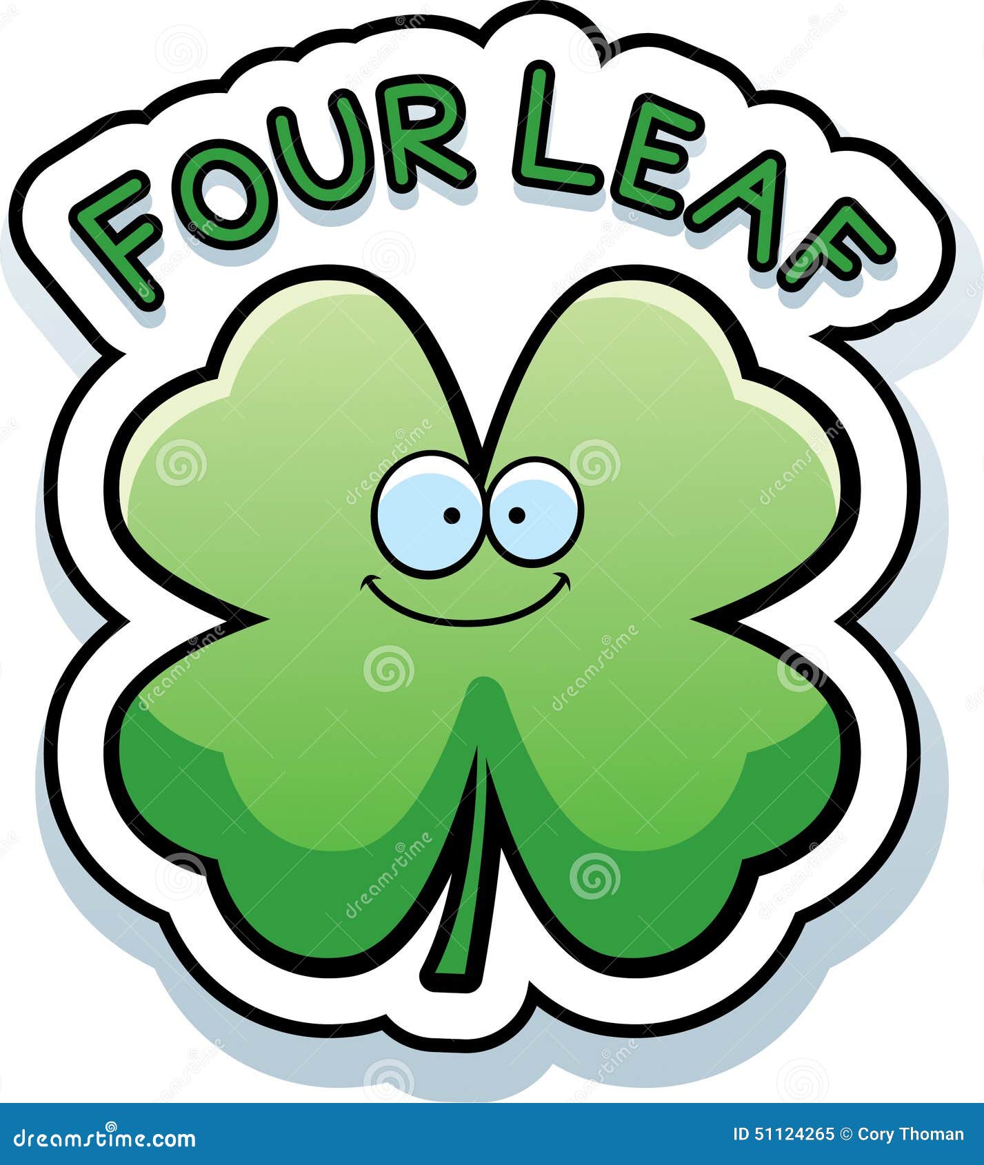 Cartoon Four Leaf Clover Text Stock Vector - Illustration of letters ...