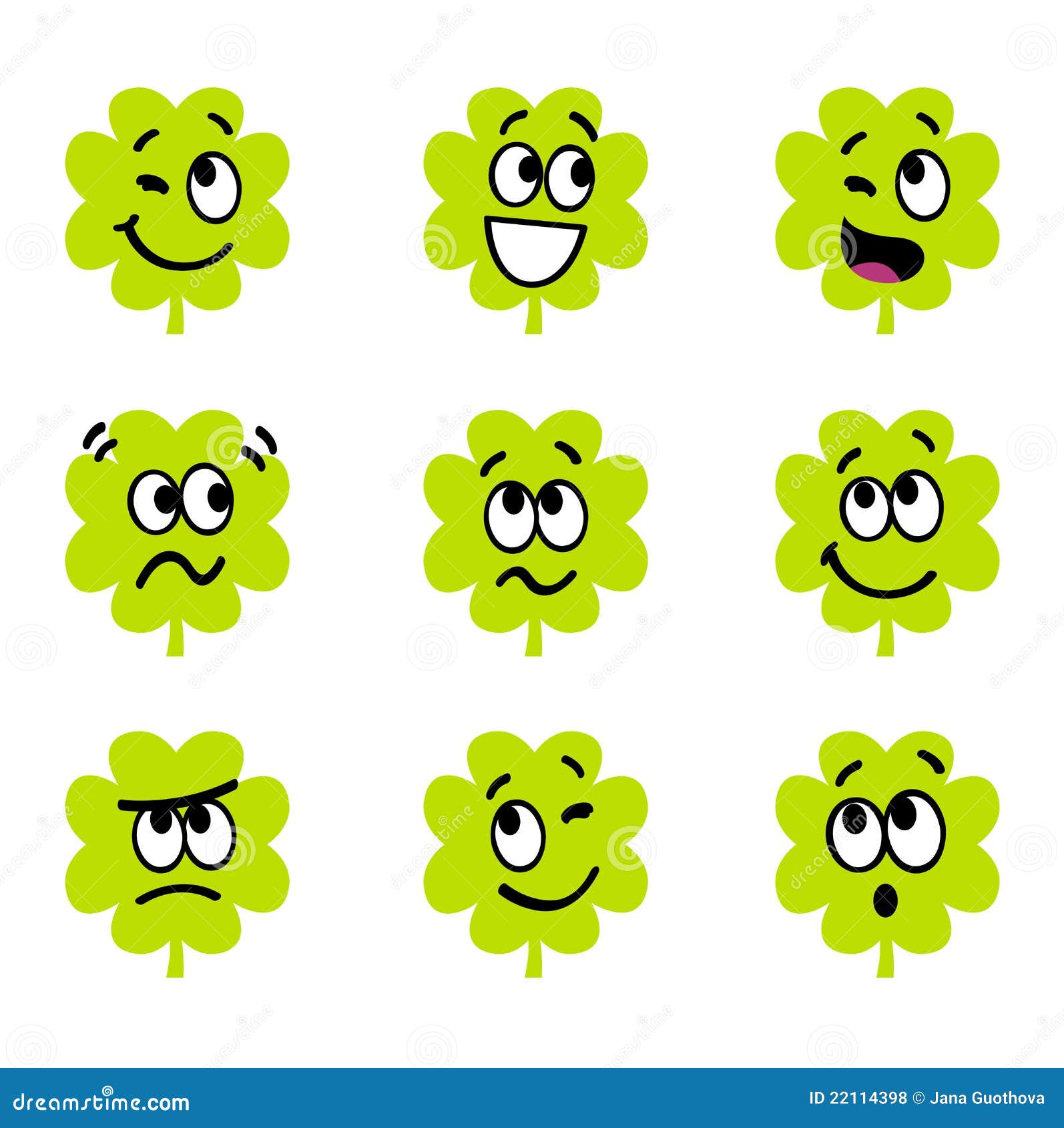 Cartoon four leaf clovers stock vector. Illustration of fortune - 22114398