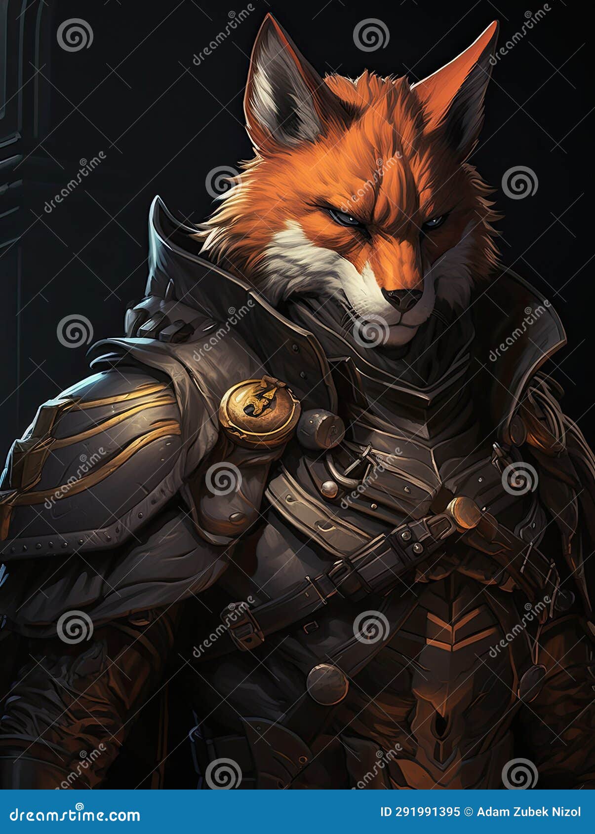 A Cartoon of a Fox in Armor Stock Illustration - Illustration of ...