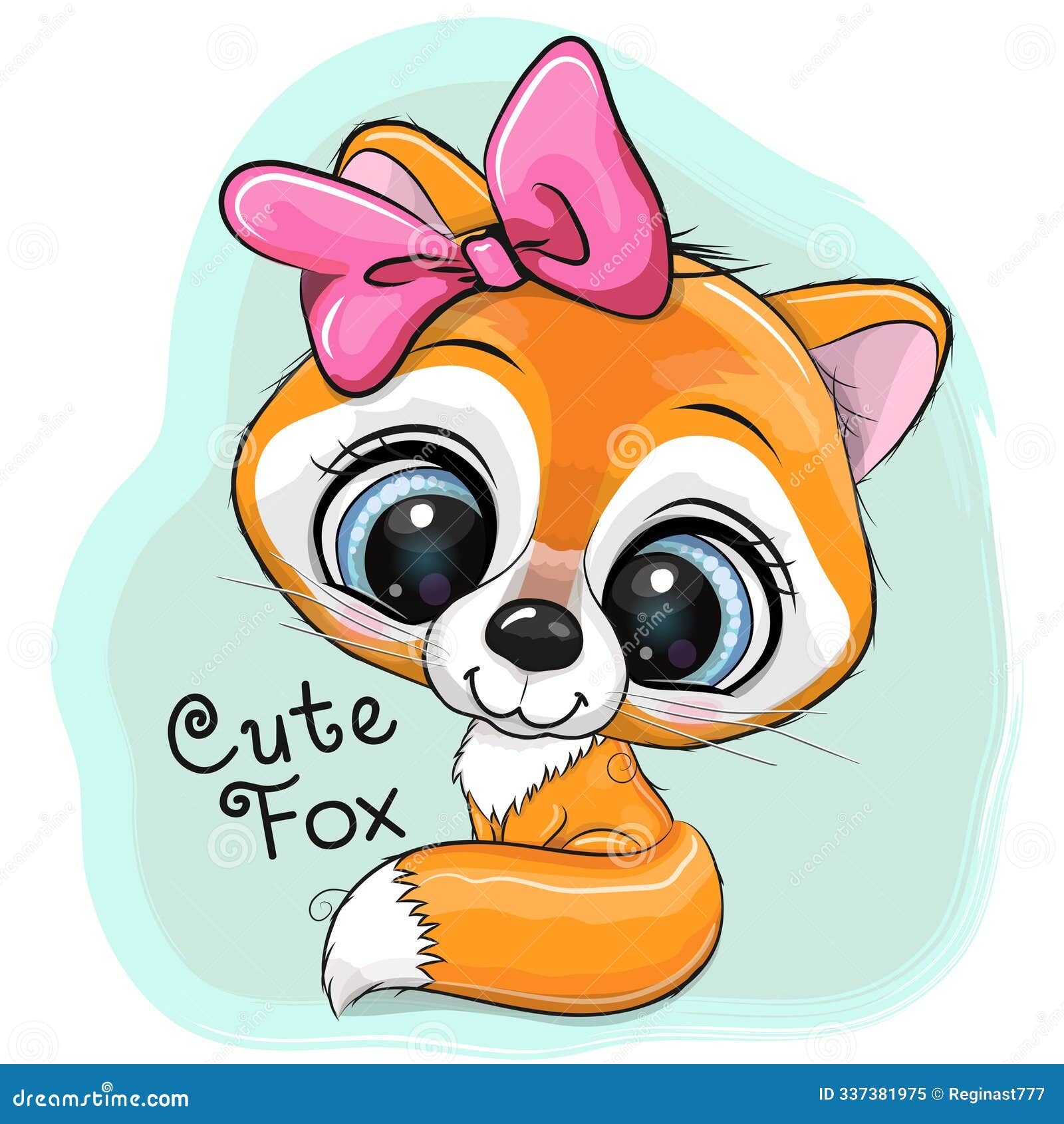 Cartoon Fox on a Blue Background Stock Illustration - Illustration of ...