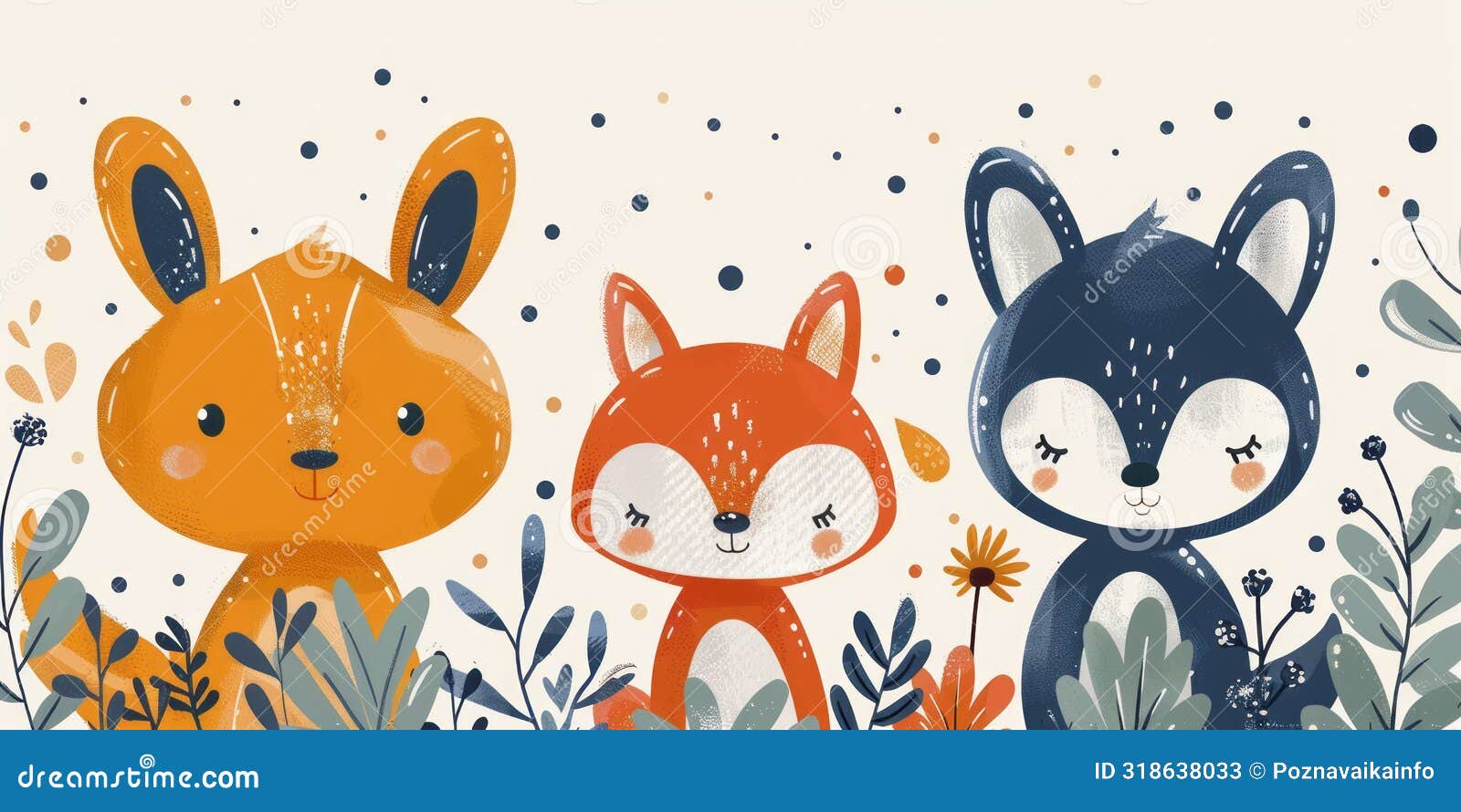 A Cartoon Fox and a Bunny Interacting in a Playful Manner Stock ...