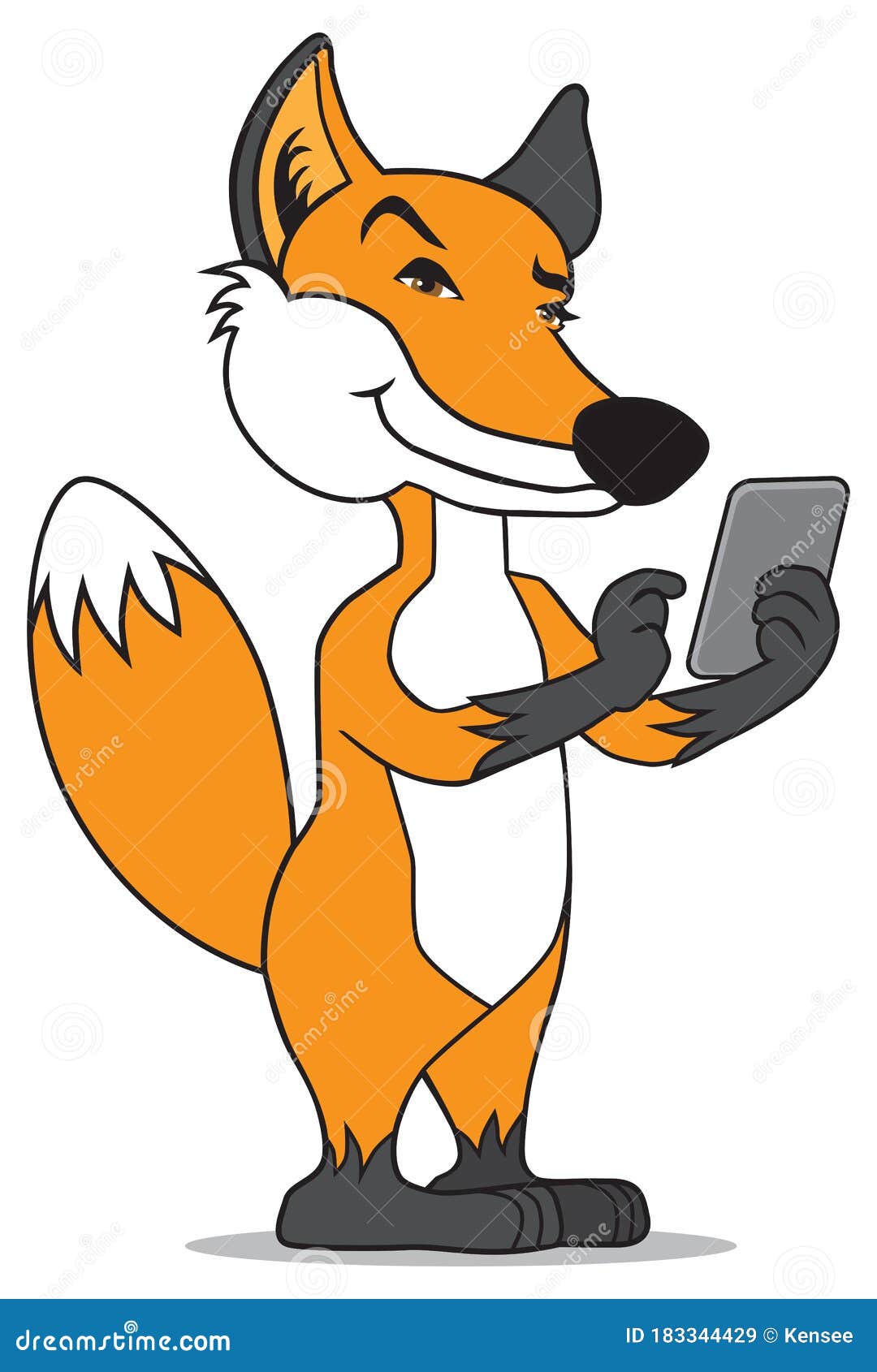 Cartoon Fox with Cell Phone Stock Vector - Illustration of cell ...