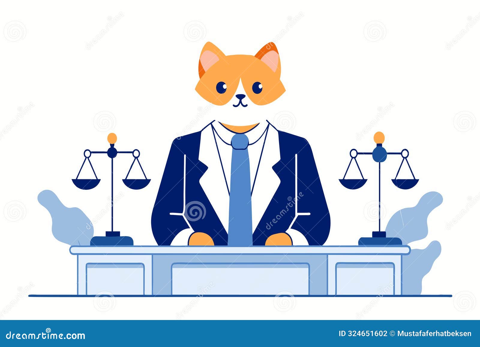 A Cartoon Fox Dressed in Judge Attire Adjudicates from the Bench Stock ...