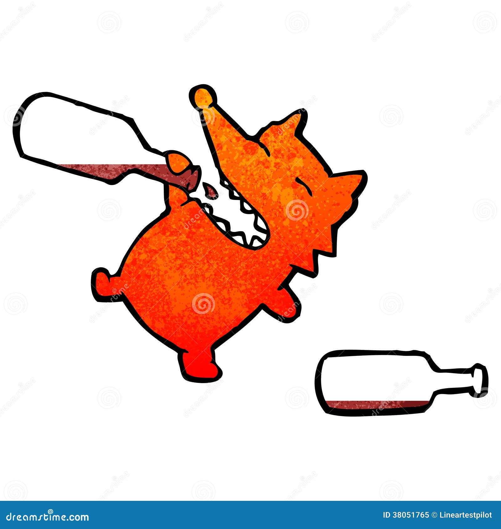 Cartoon fox drinking wine stock vector. Illustration of artwork - 38051765
