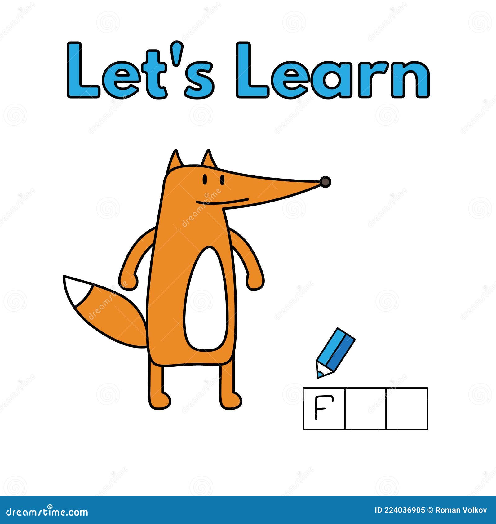 Cartoon Fox Learning Game for Kids Stock Vector - Illustration of look ...