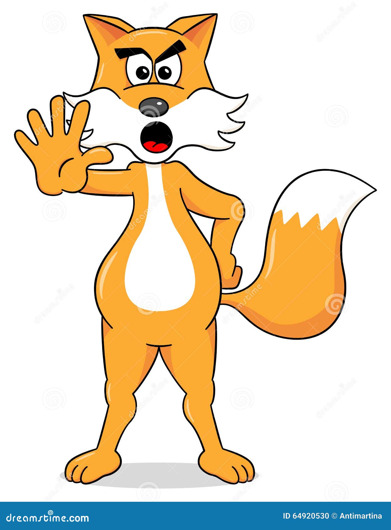 Cartoon Fox Making Stop Sign with His Hand Stock Vector - Illustration ...