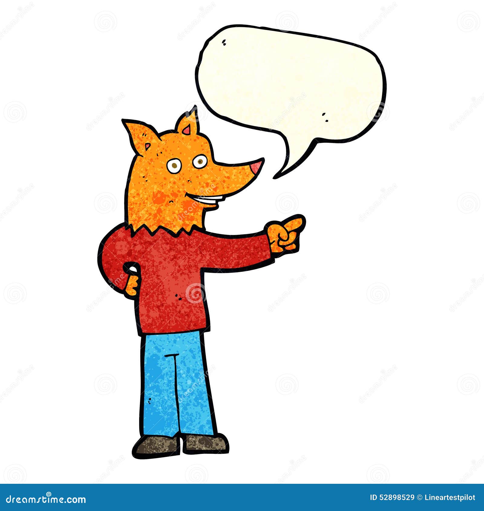Cartoon Fox Man Pointing with Speech Bubble Stock Illustration ...